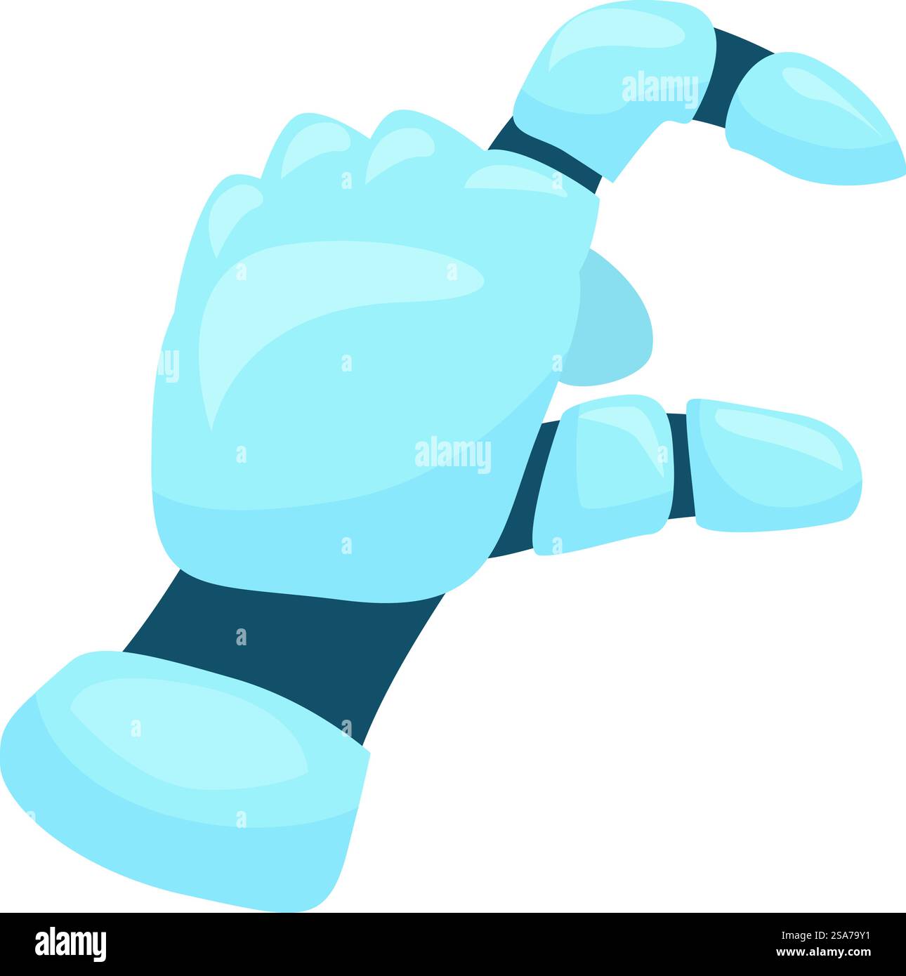 Cartoon style illustration of a blue robot hand making a picking ...