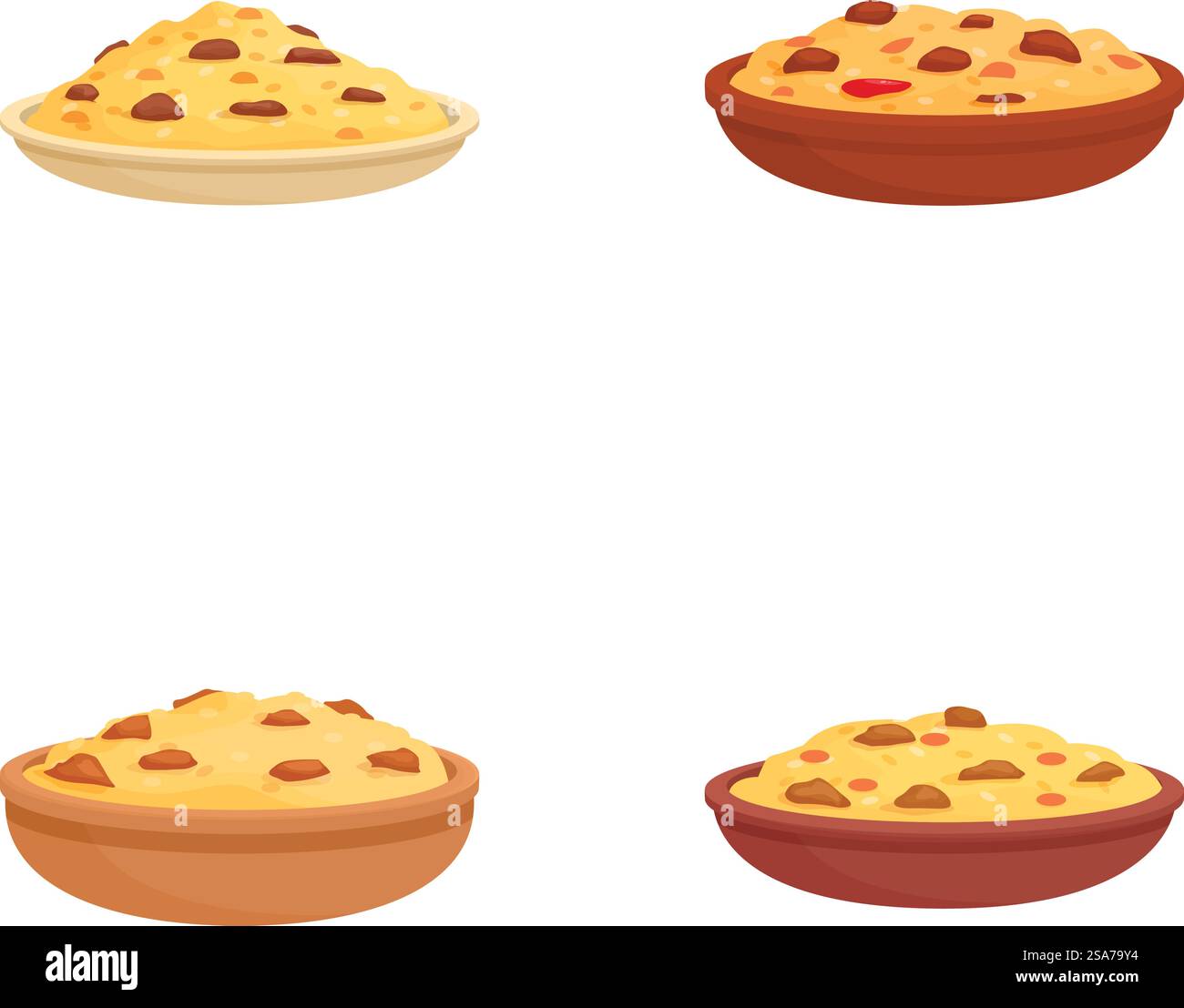 Illustration of four different apple pies in cartoon style hi-res stock ...