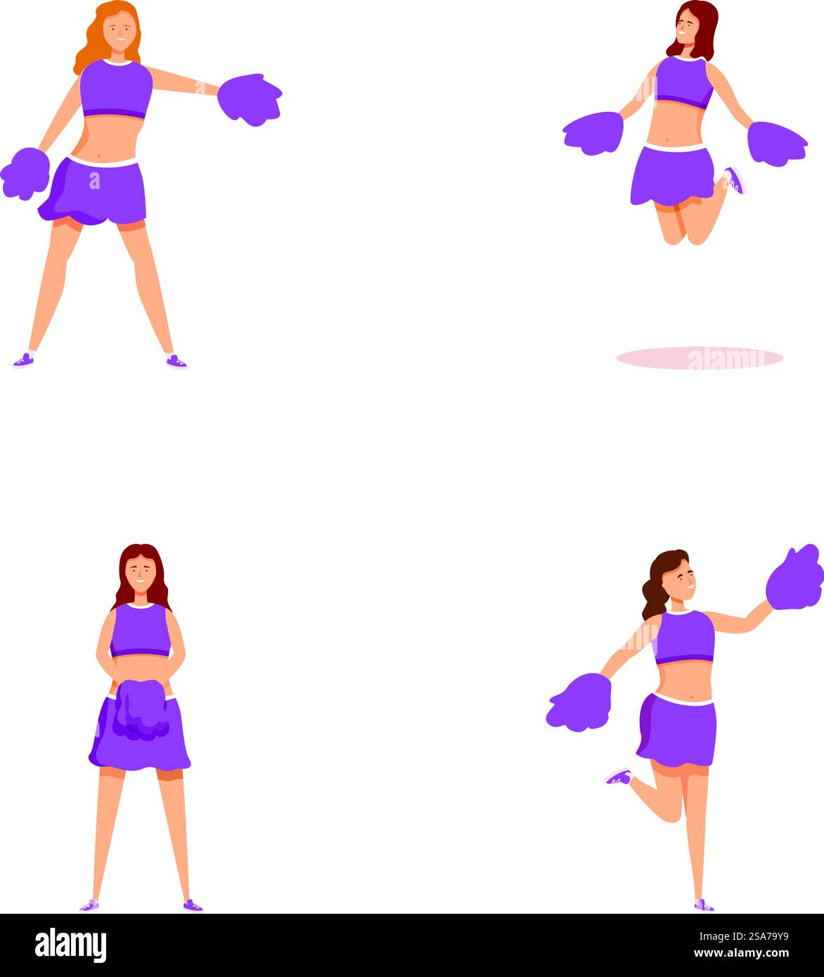 Collection of four cheerleading pose graphics hi-res stock photography ...