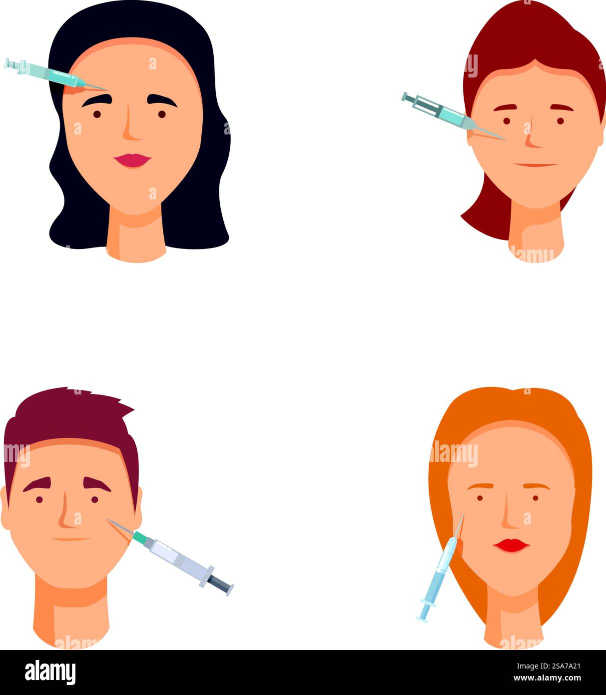 Illustrations of diverse people with syringes, promoting healthcare and ...