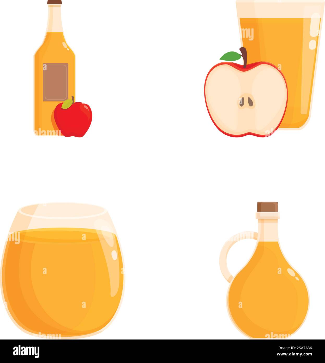Vibrant set of apple cider graphics, showcasing different containers ...