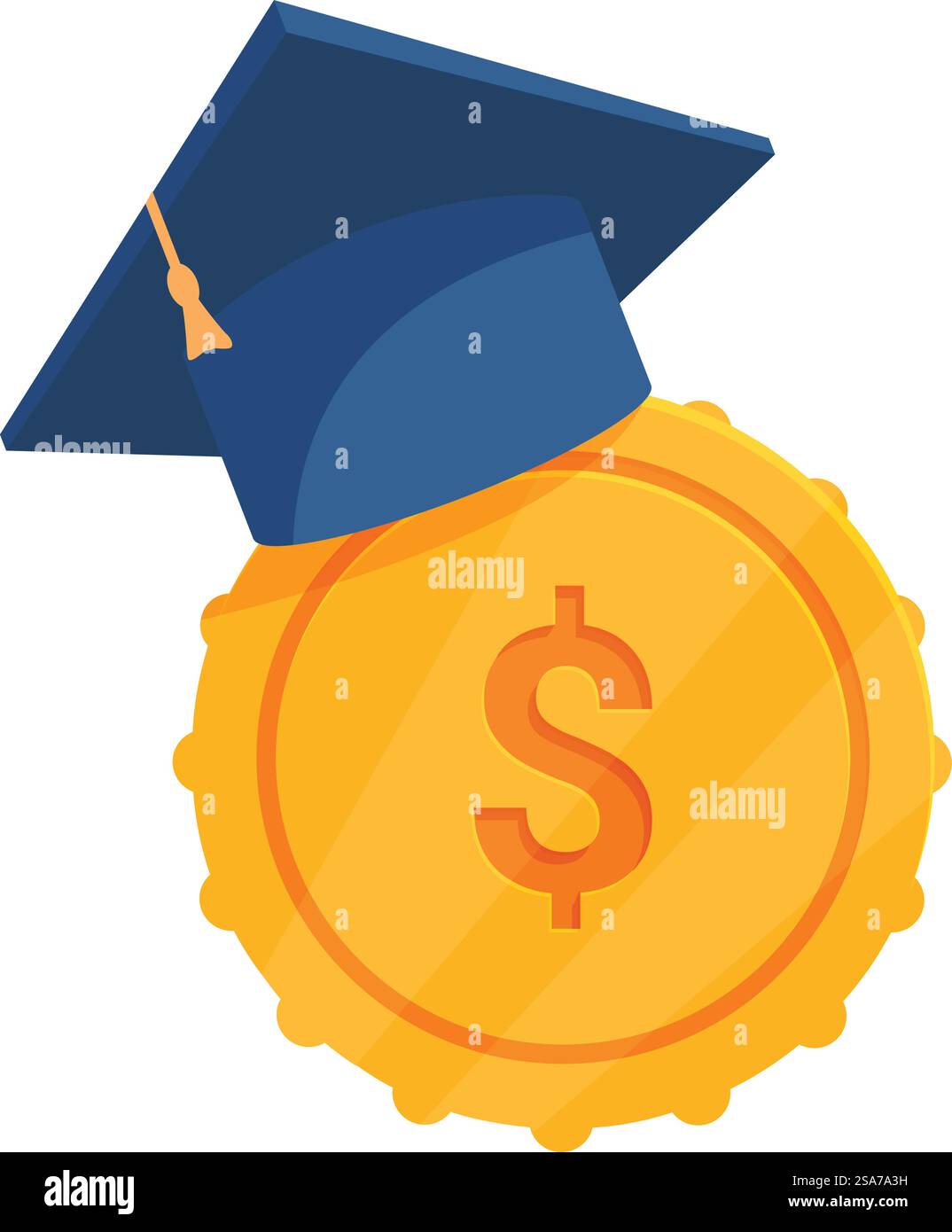 Concept of the cost of education with a graduation cap resting on a ...