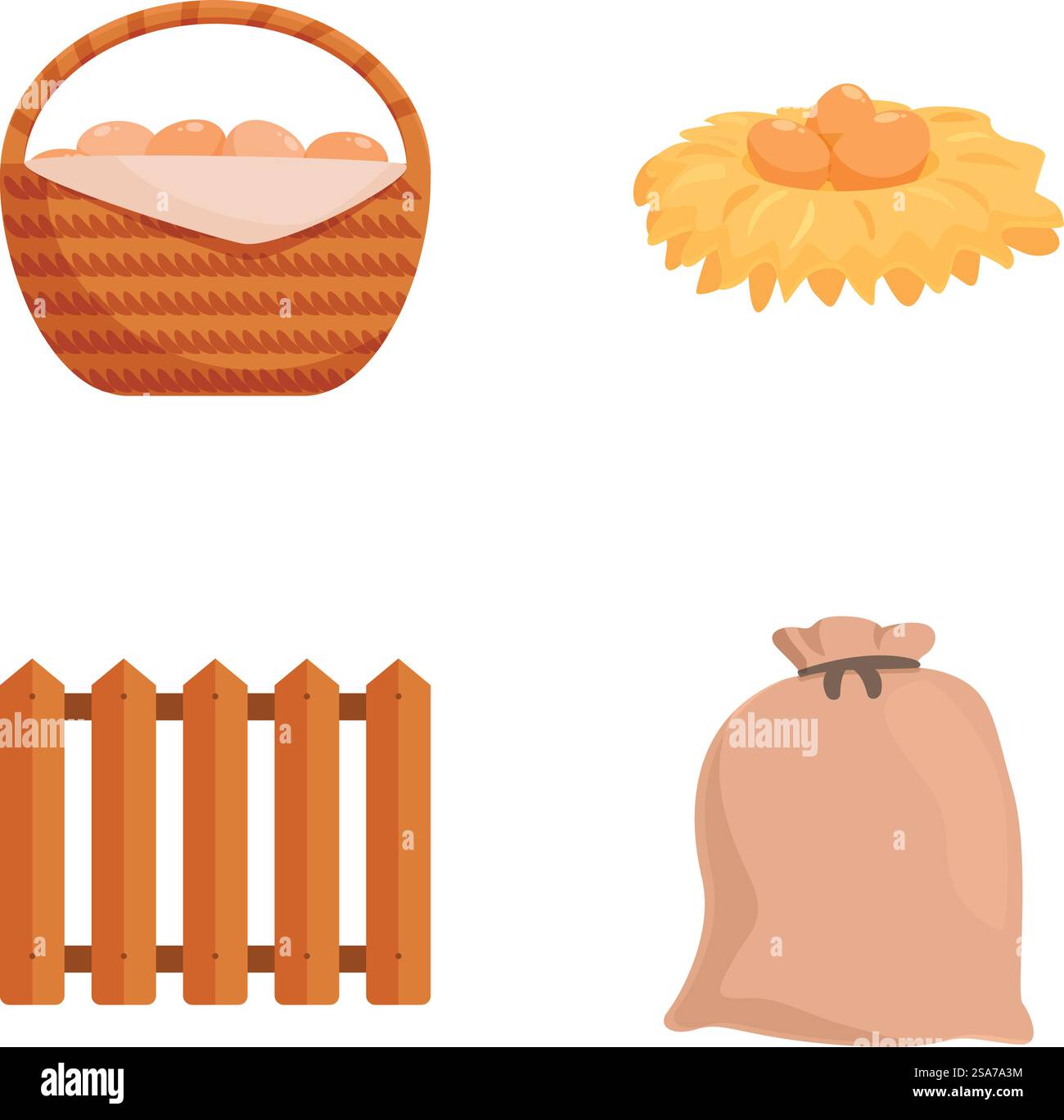 Collection of four vector icons representing rural life elements ...