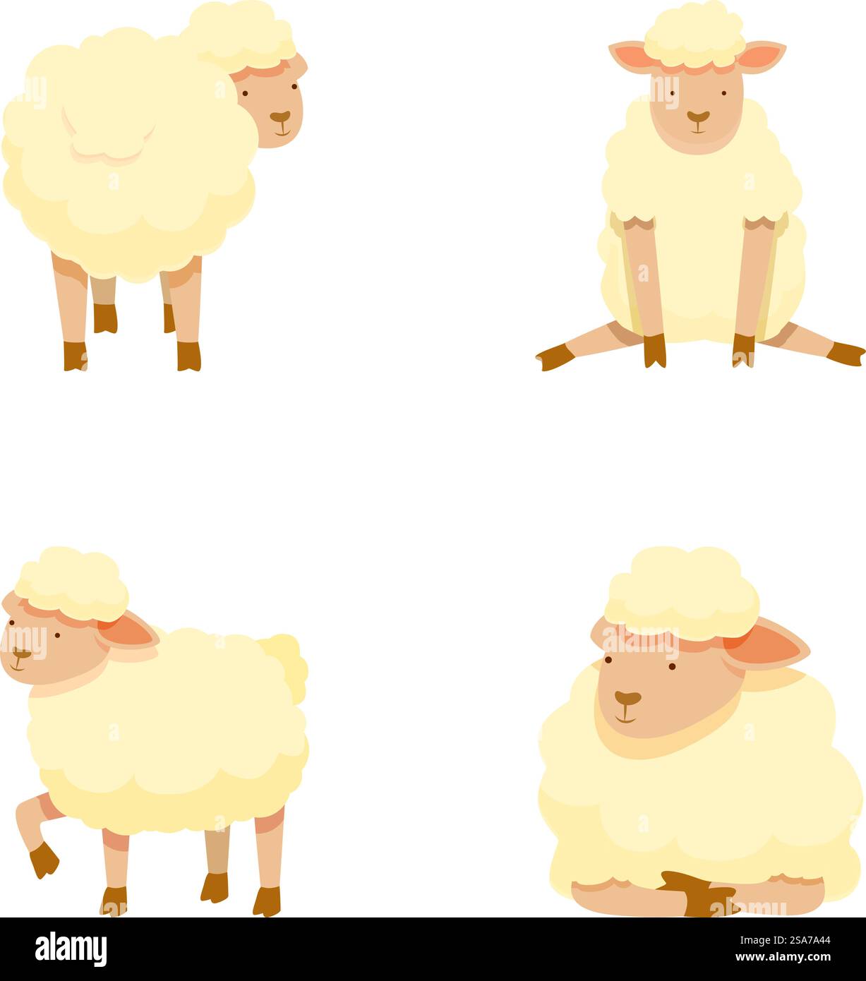 Adorable cartoon sheep collection with cute farm animals and playful ...