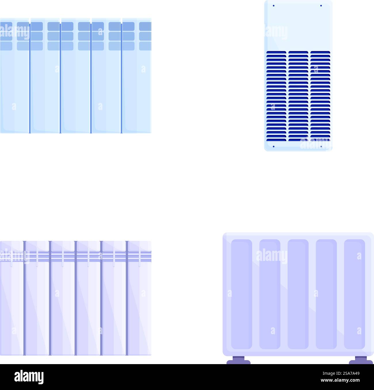 Space heater icons set cartoon vector. Equipment for providing heat at ...