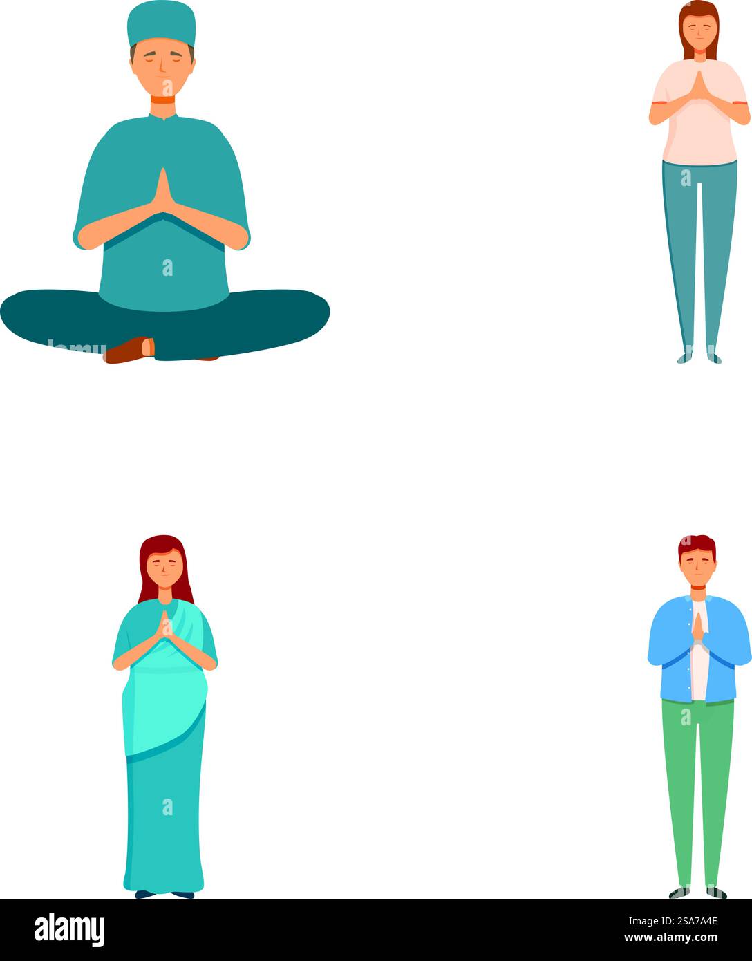 Illustrated collection of individuals showing diverse standing and ...