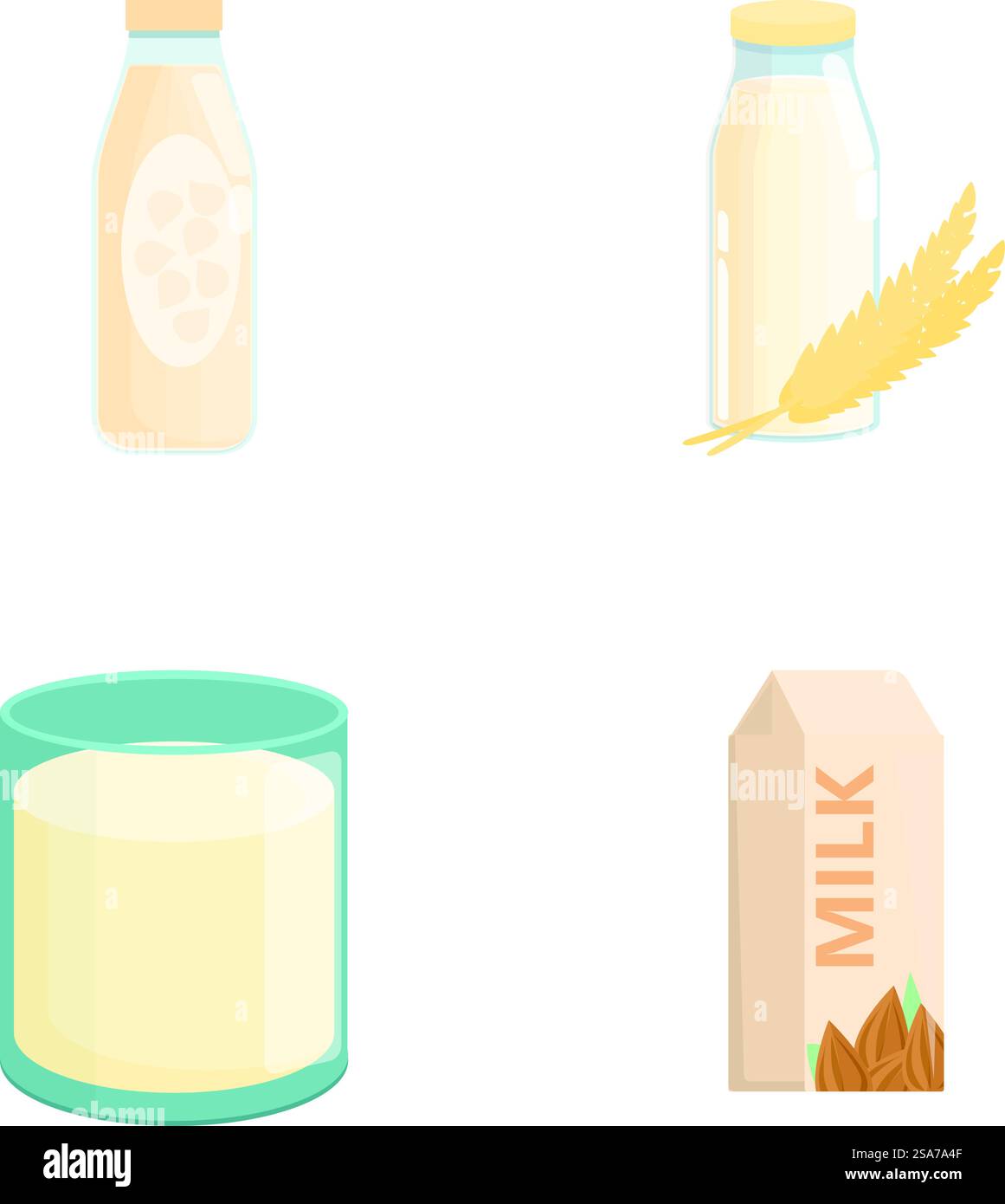 Alternative milk icons set cartoon vector. Vegan milk in carton box and ...