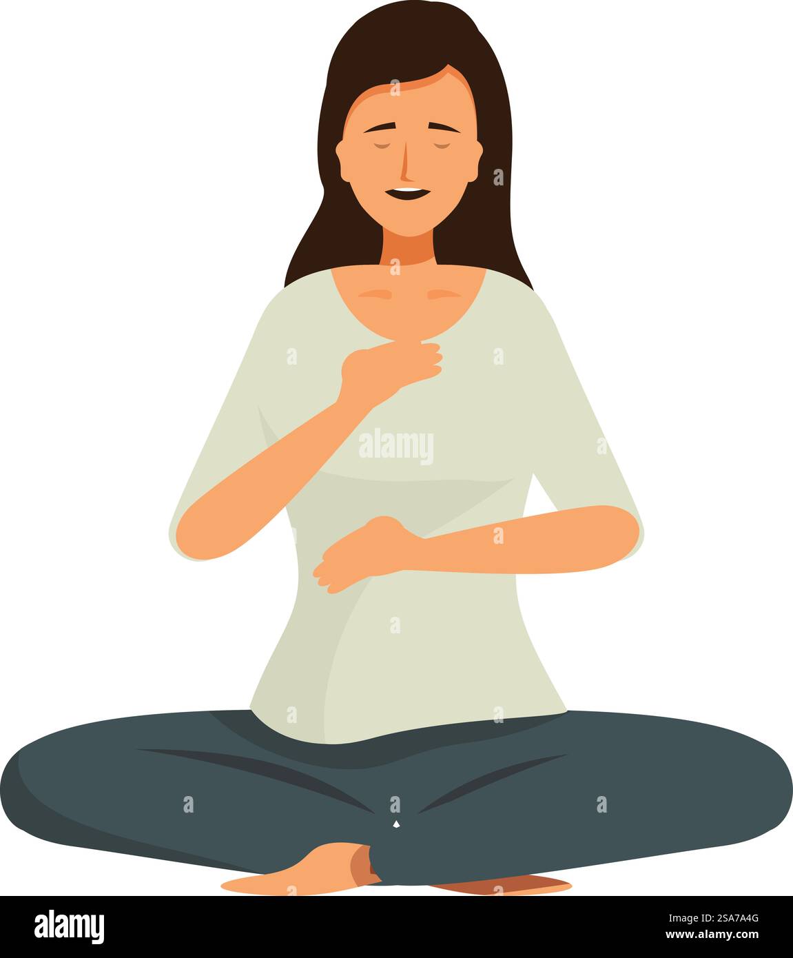 Woman meditation home eyes closed Stock Vector Images - Alamy