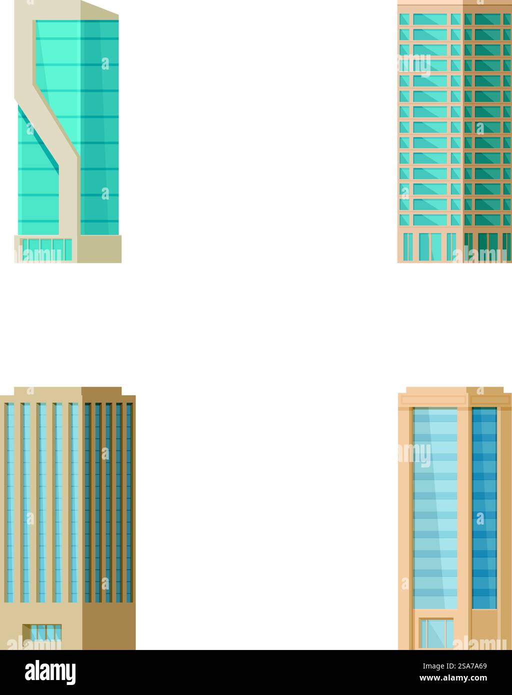 Collection of four different modern skyscraper illustrations, isolated ...