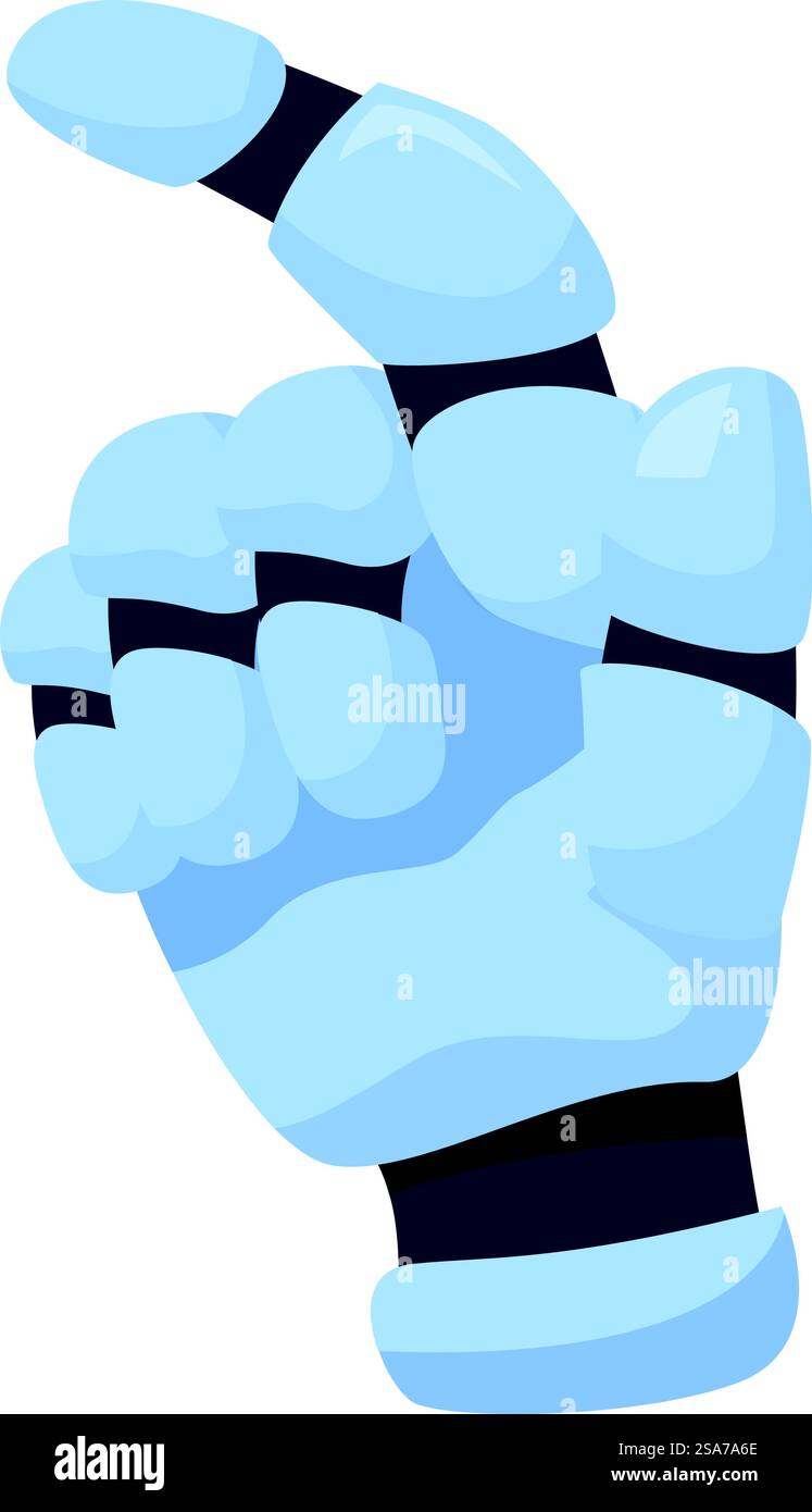 Blue robotic hand pointing with index finger, futuristic cyborg arm ...
