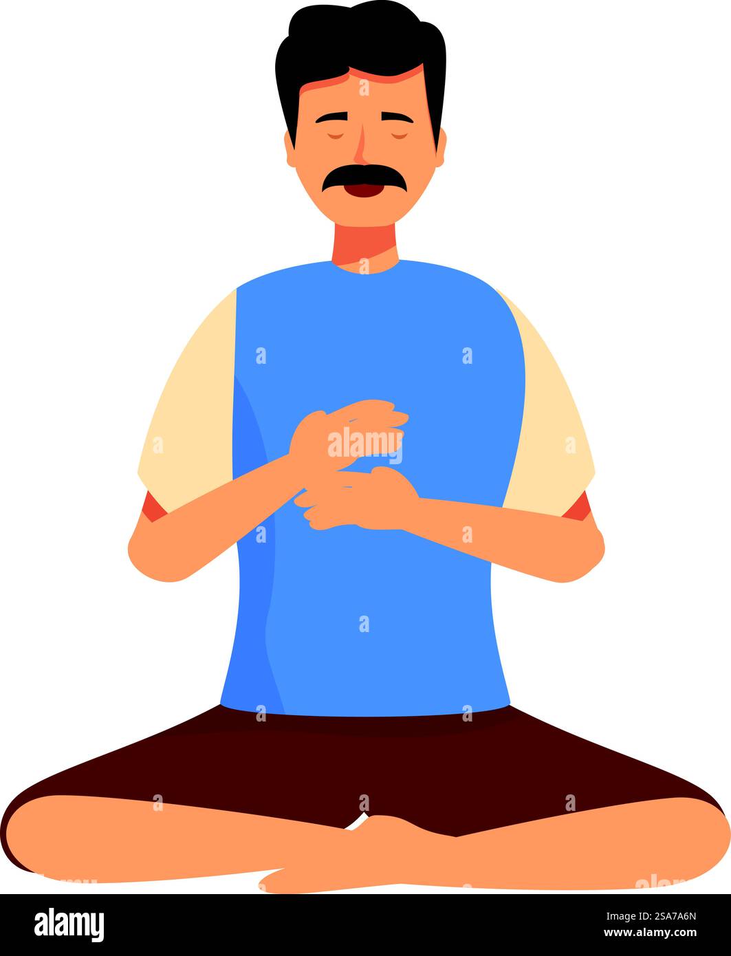 Man Practicing Alternate Nostril Breathing Exercise A Yoga Technique For Stress Reduction And