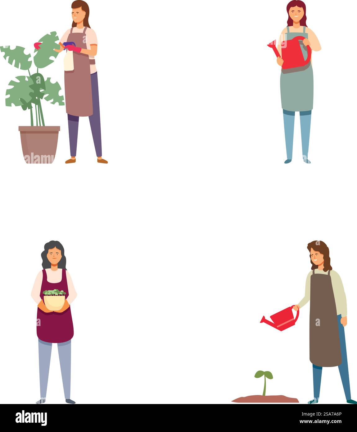 Collection of illustrations depicting women performing various ...