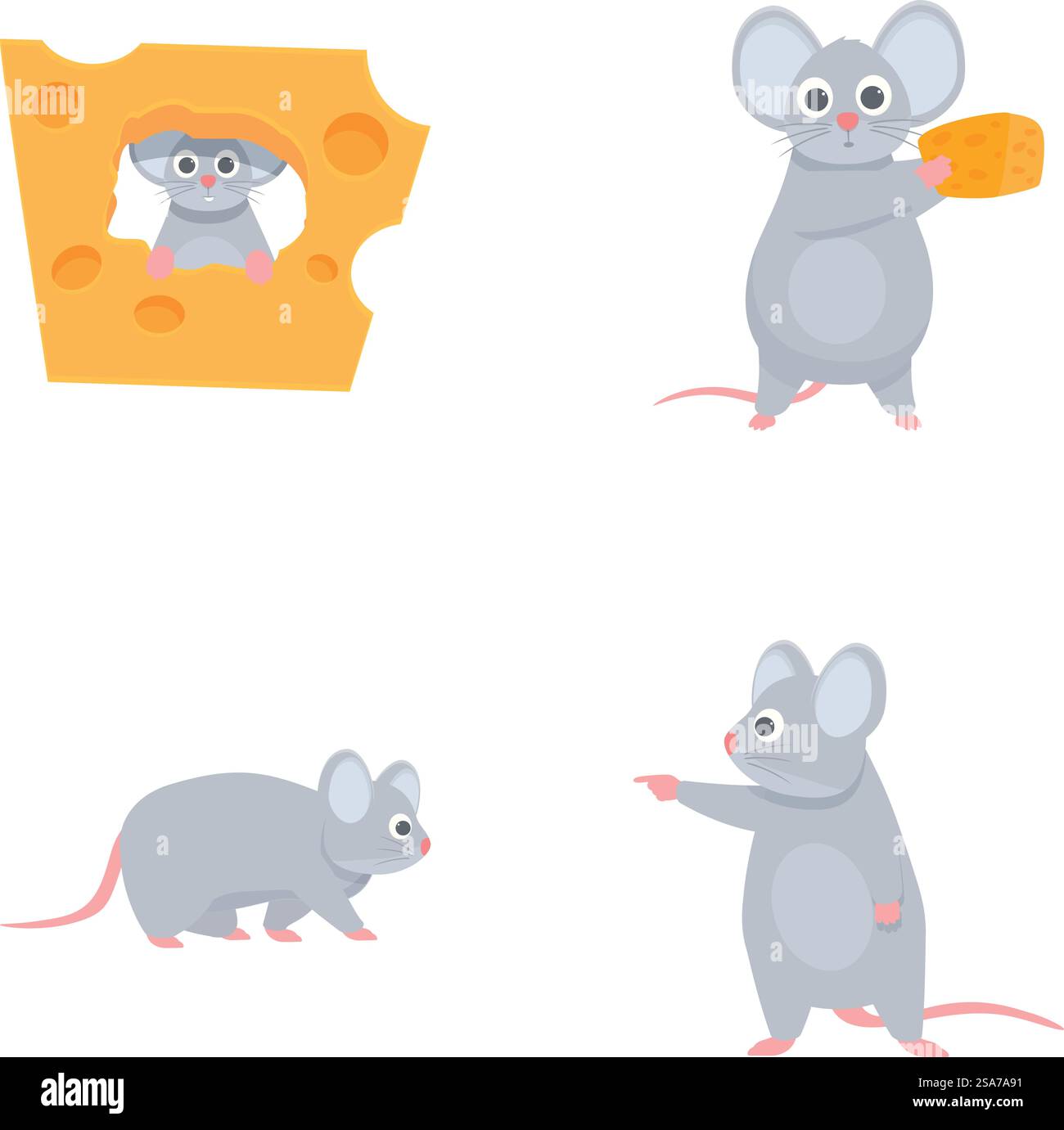 Adorable and playful cartoon mouse collection with a variety of poses ...
