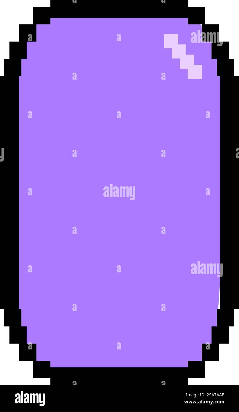 Simple purple pixel art oval shape with a highlight is floating on a ...
