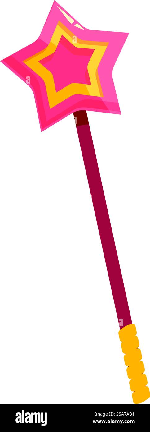 Magic wand with red and yellow star spreading magic dust. Red and ...
