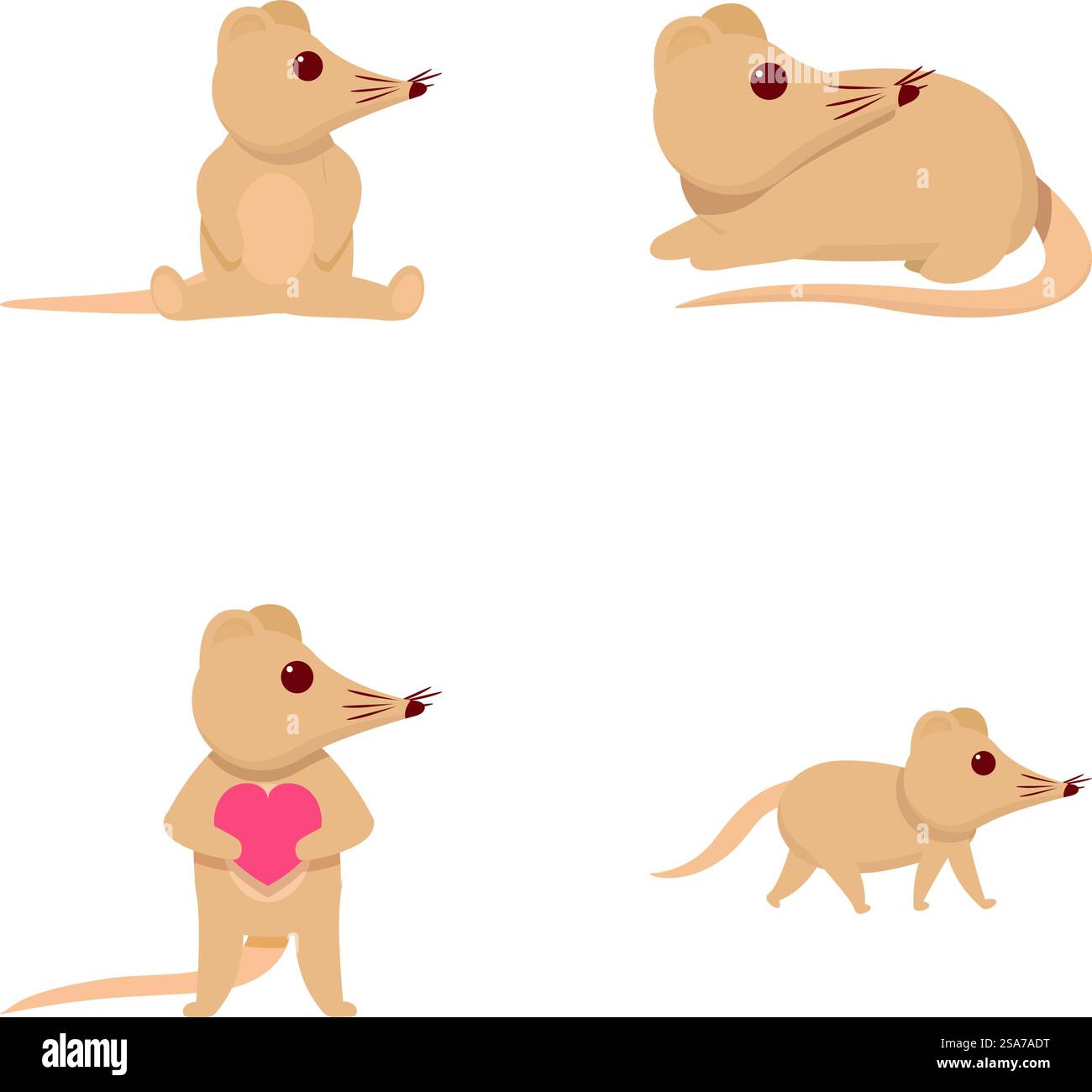 Cute mouse icons set cartoon vector. Long nose shrew mouse. Rare animal ...