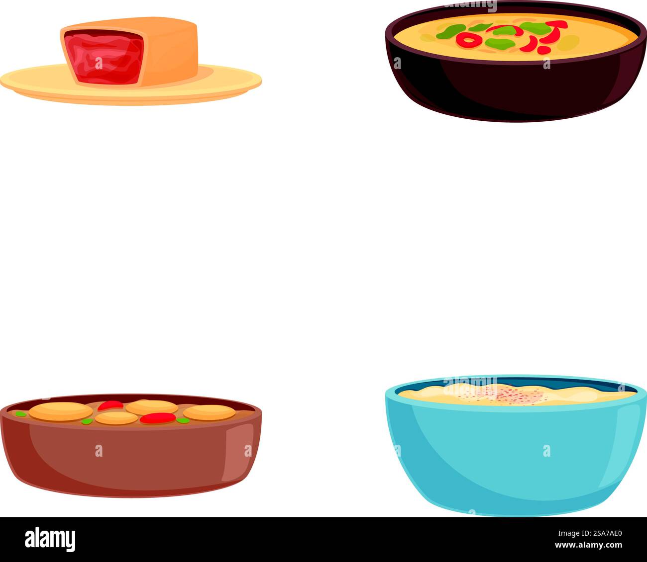 Brazilian meal icons set cartoon vector. Traditional brazilian dish ...