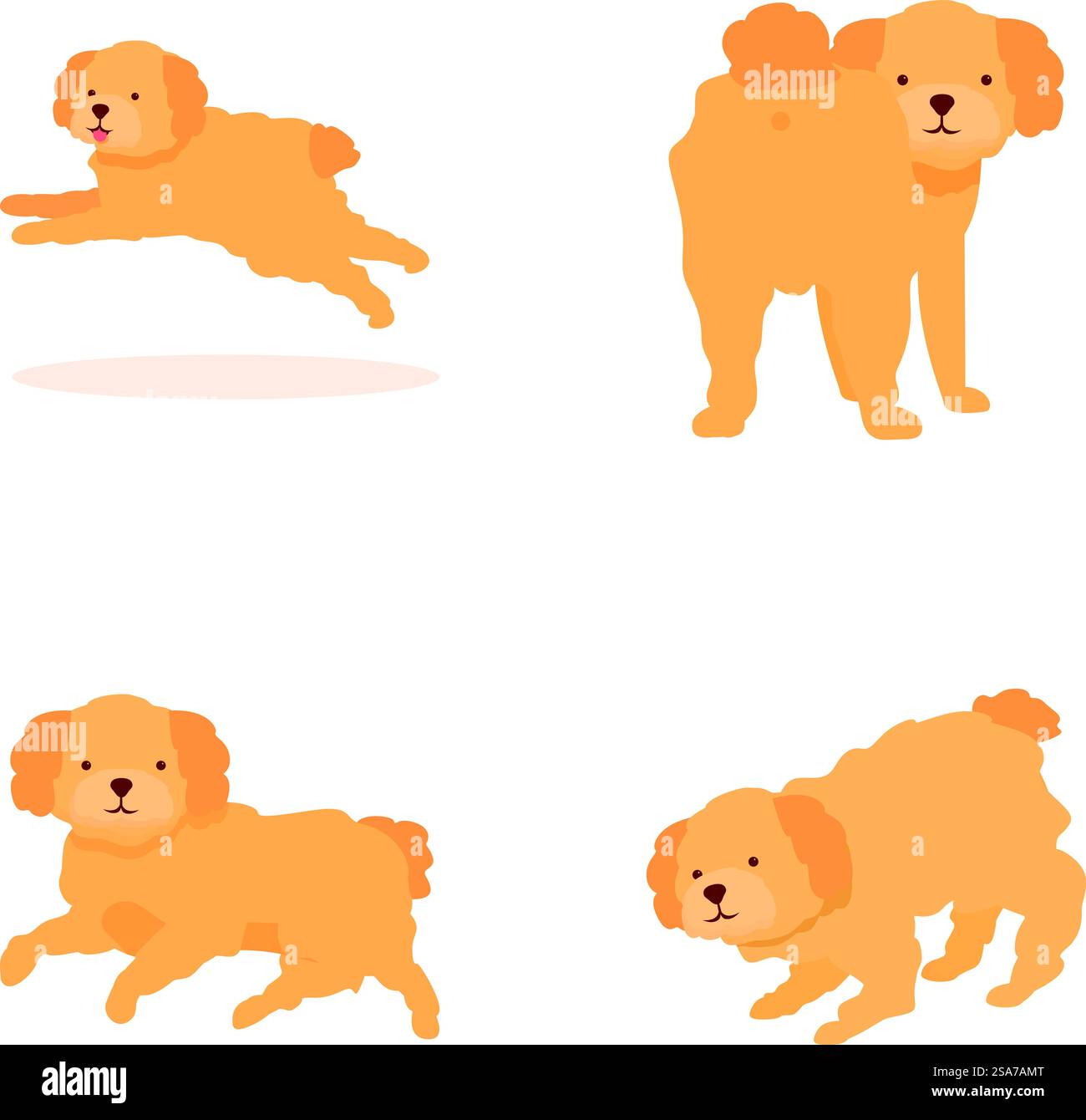 Collection of colorful cartoon poodle poses set for children’s ...