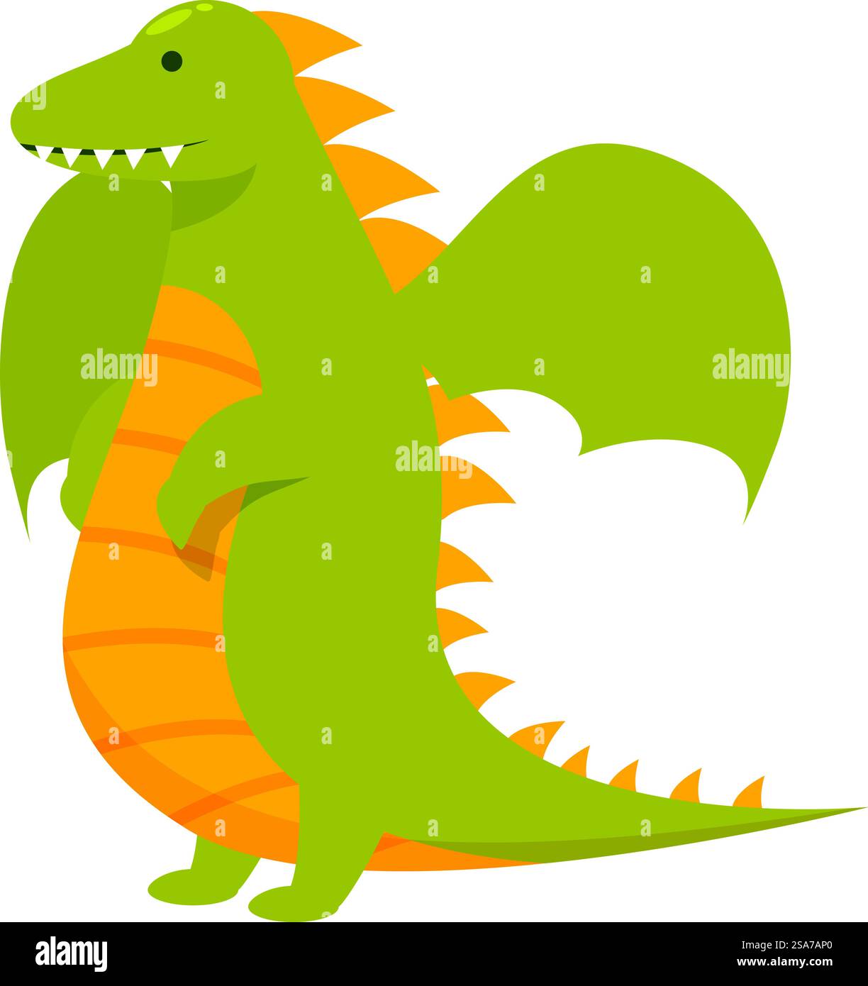 Cartoon illustration of a smiling green dragon with an orange ...