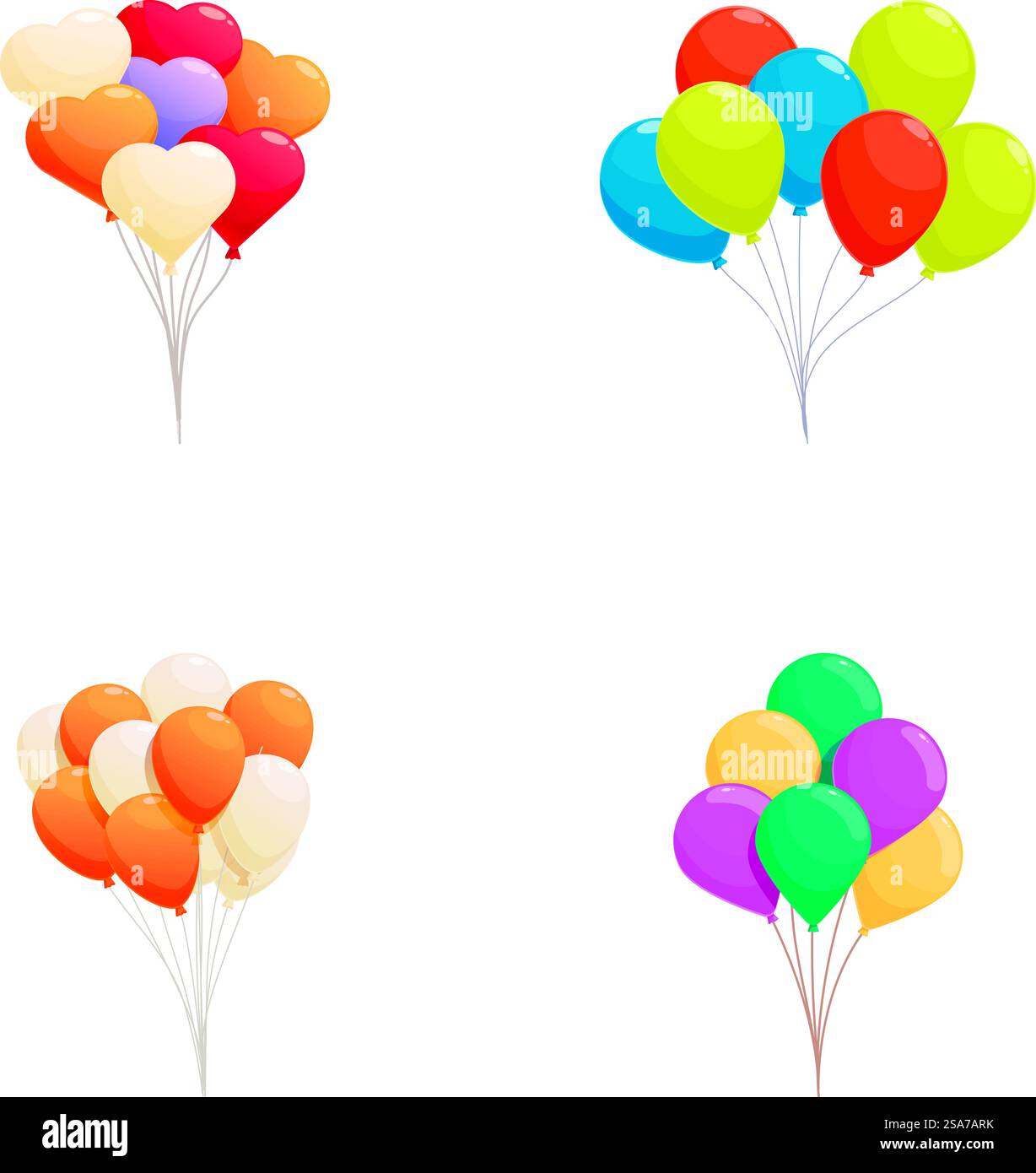 Collection of four colorful balloon bouquets in various color schemes ...