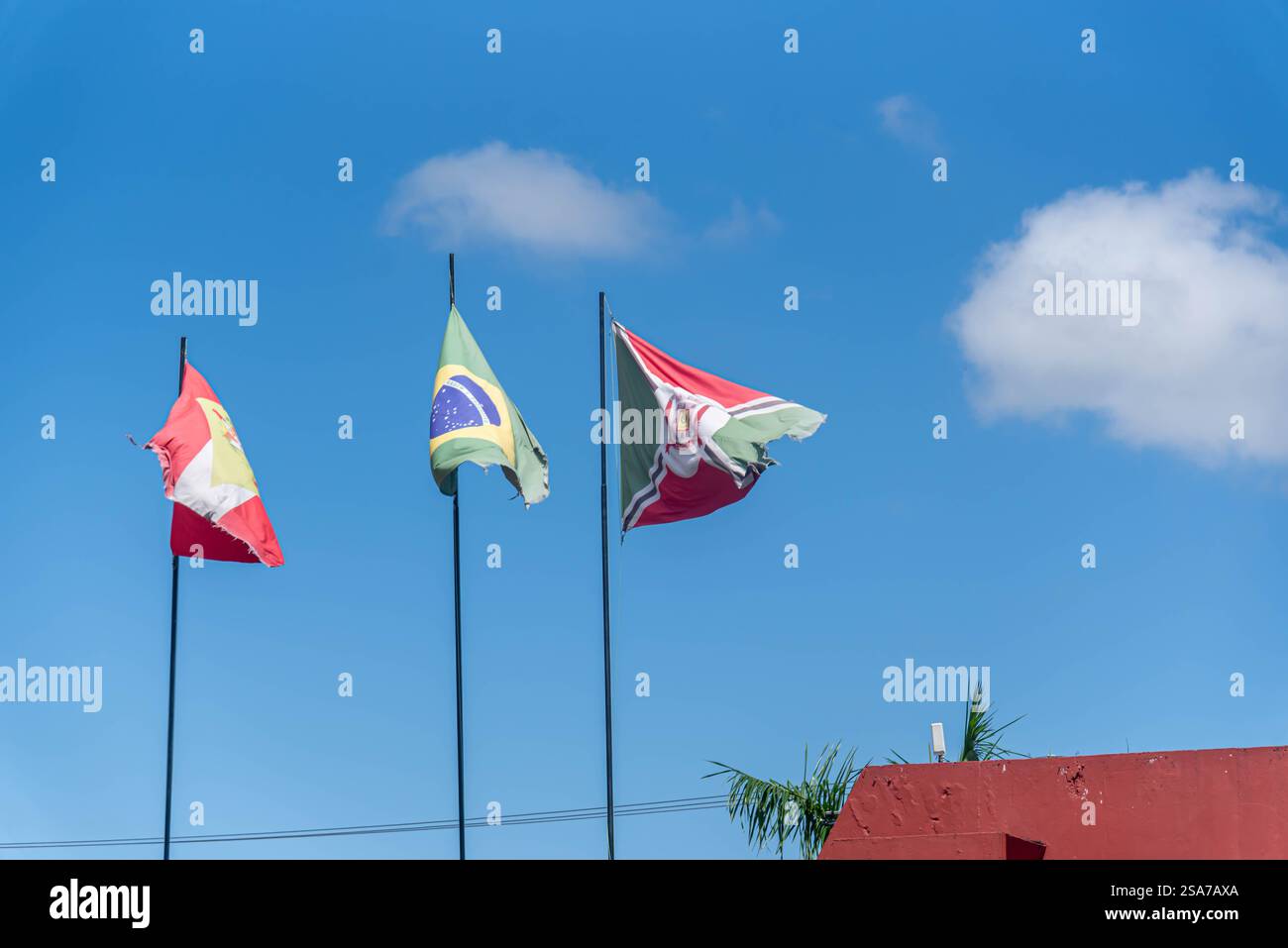 Flags of the City of Criciuma, the State of Santa Catarina and Brazil ...