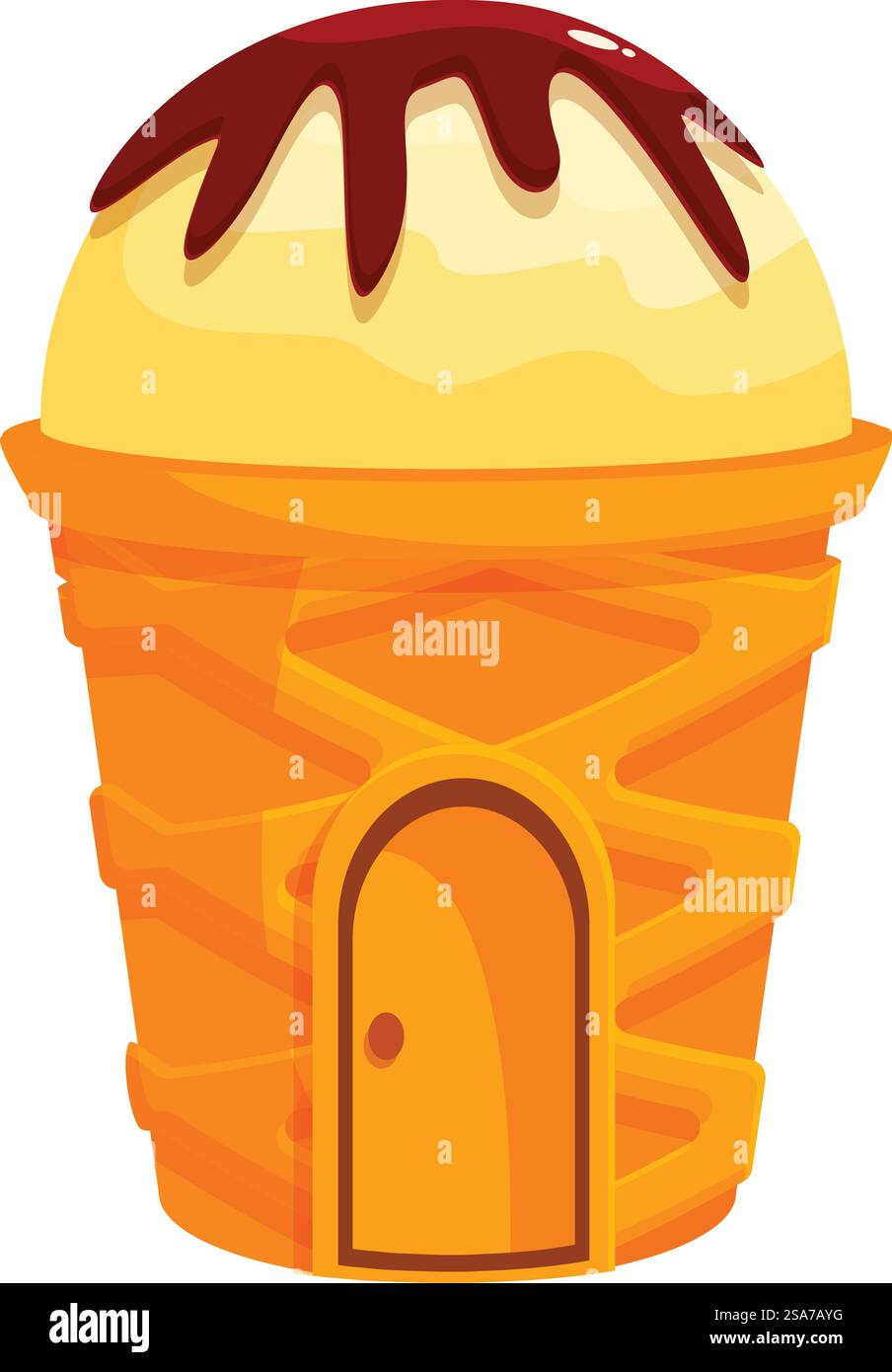 Whimsical illustration of an ice cream house dripping with chocolate ...