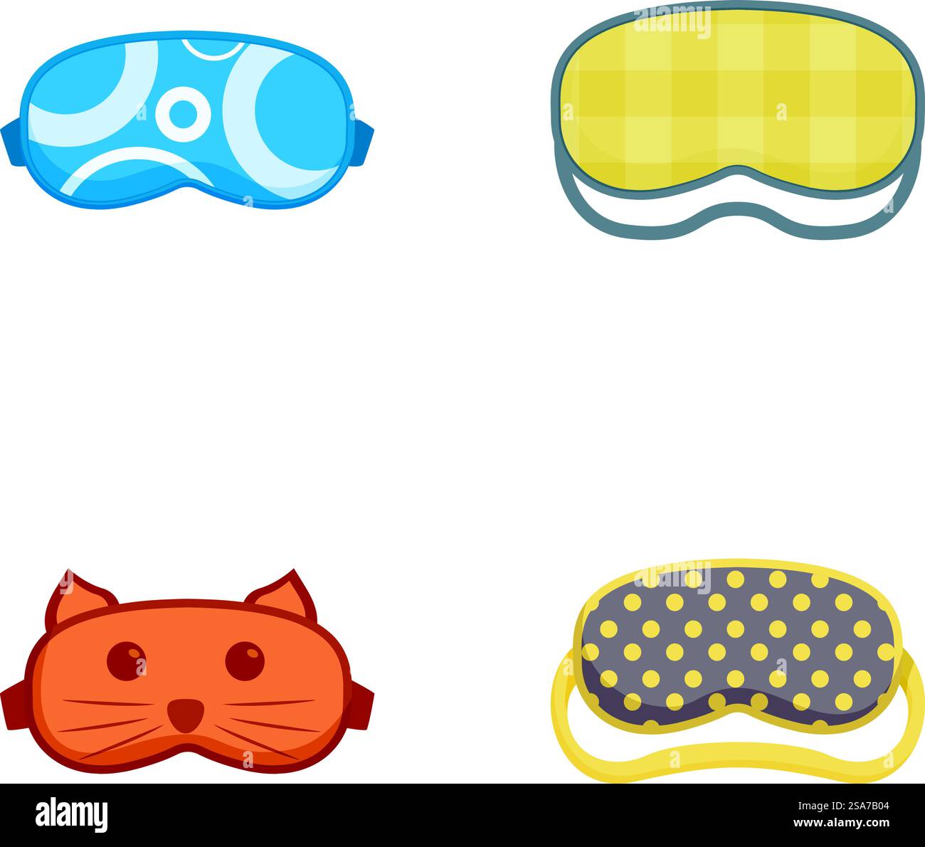 Collection of four cute cartoon sleeping masks with various patterns ...