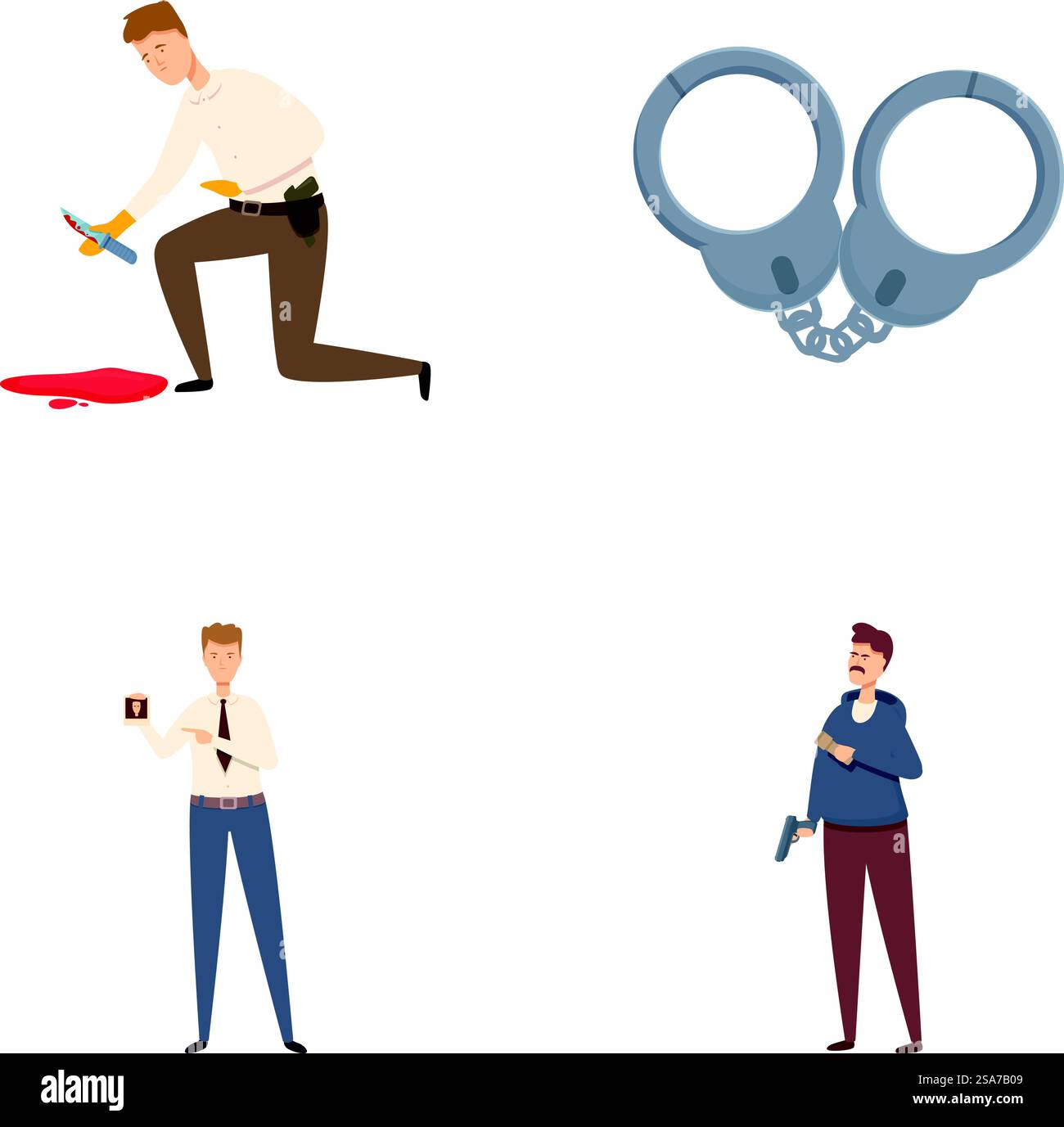 Collection of illustrations showing men in various professional ...