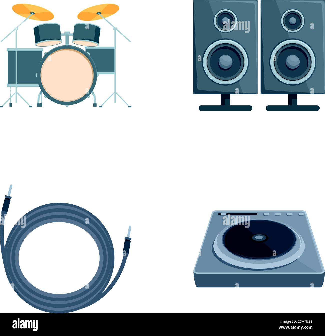 A collection of vector icons featuring musical instruments and audio ...