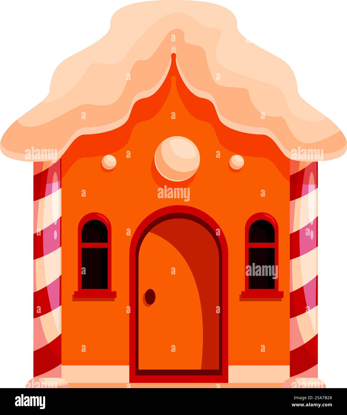 Cute gingerbread house standing with snow on roof hi-res stock ...