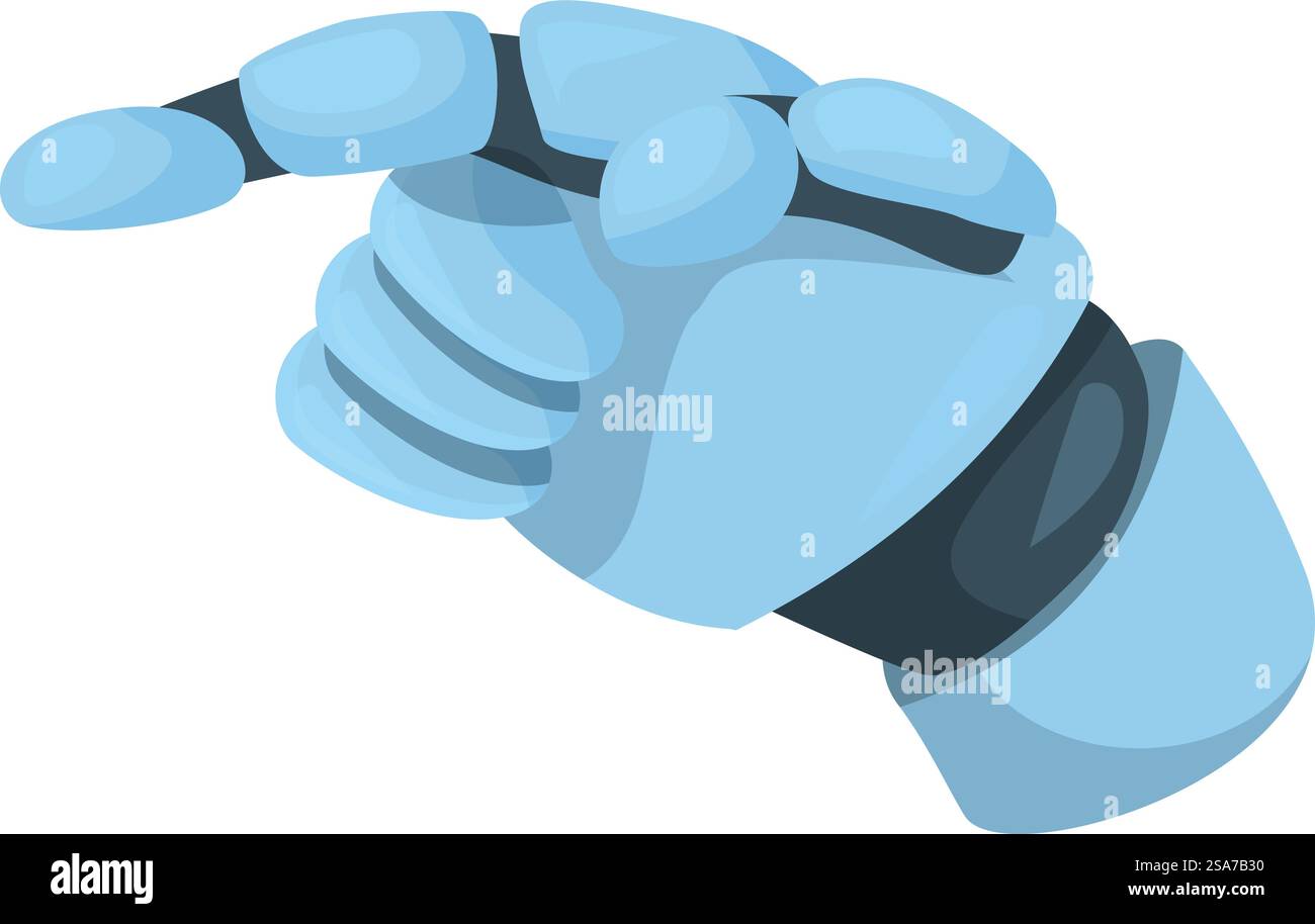 Blue robot hand pointing with index finger, futuristic technology ...