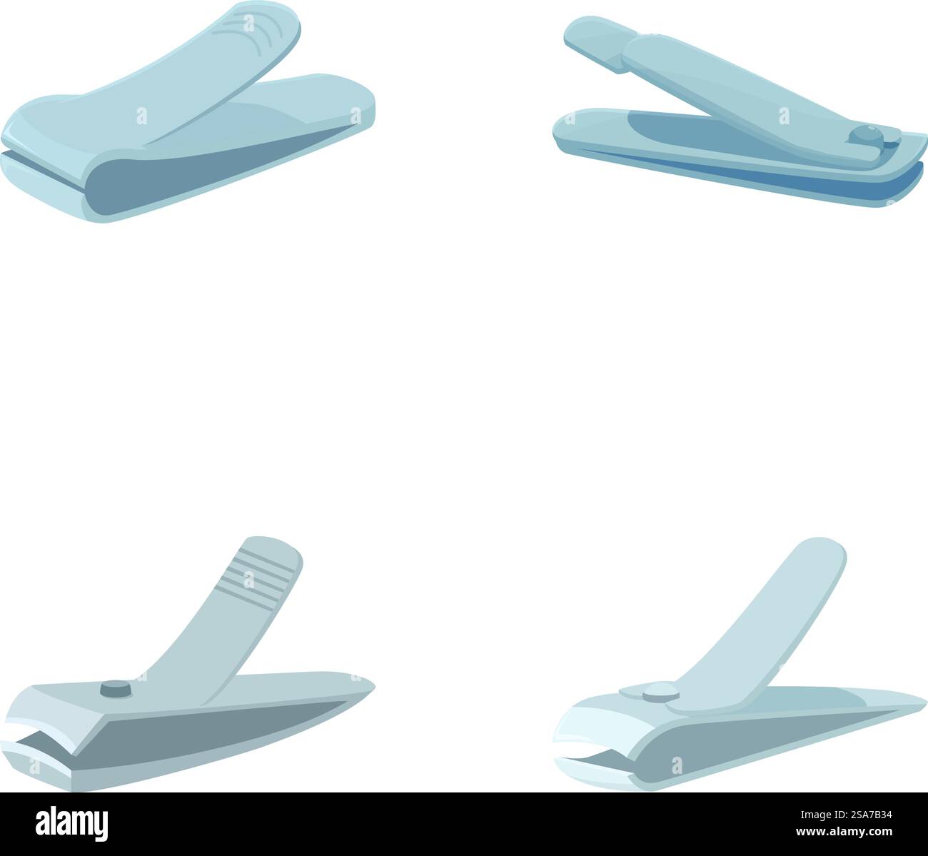 Four isolated vector illustrations of a stapler, showcased from various ...