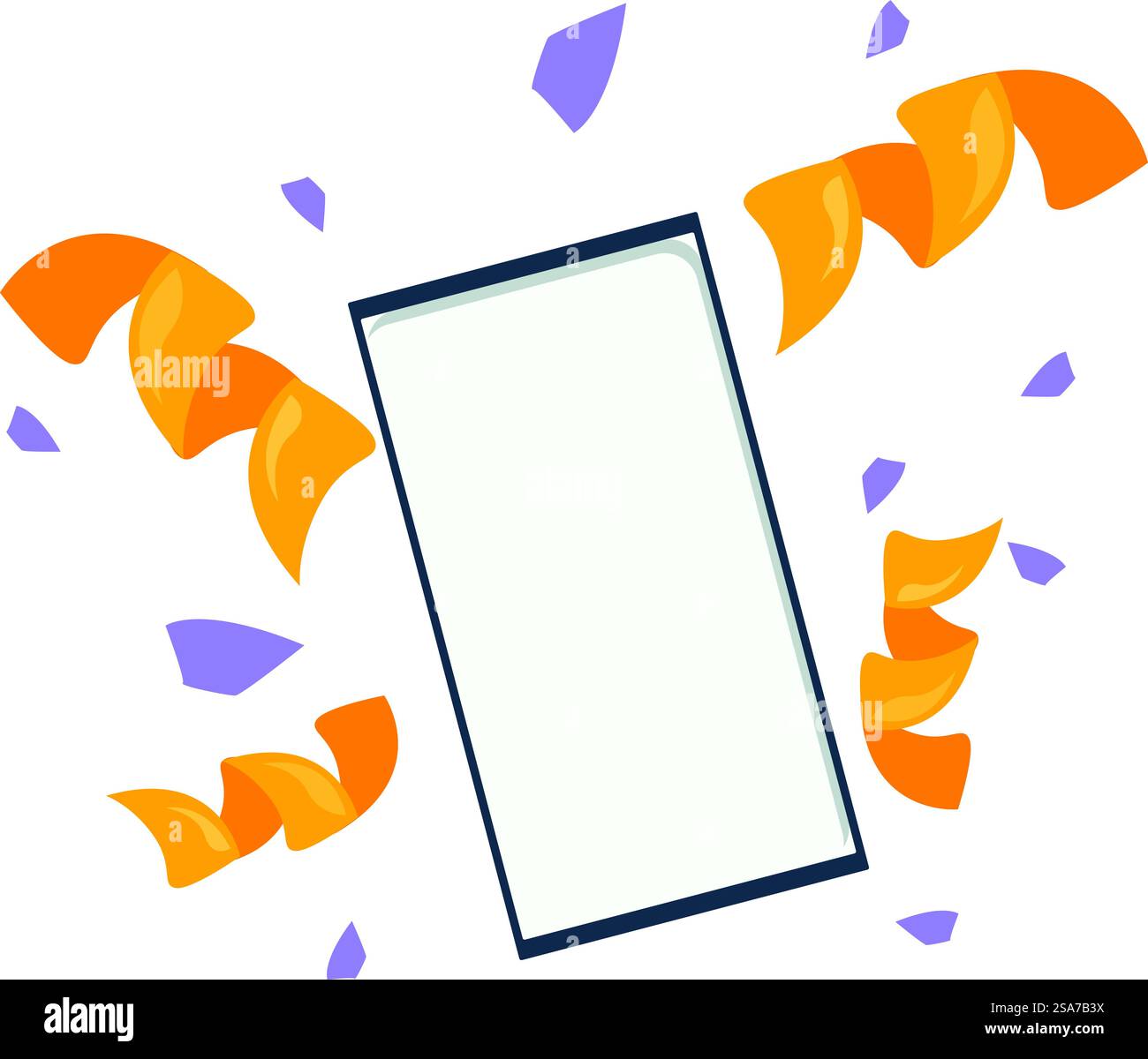 Smartphone is celebrating a success with confetti exploding around ...