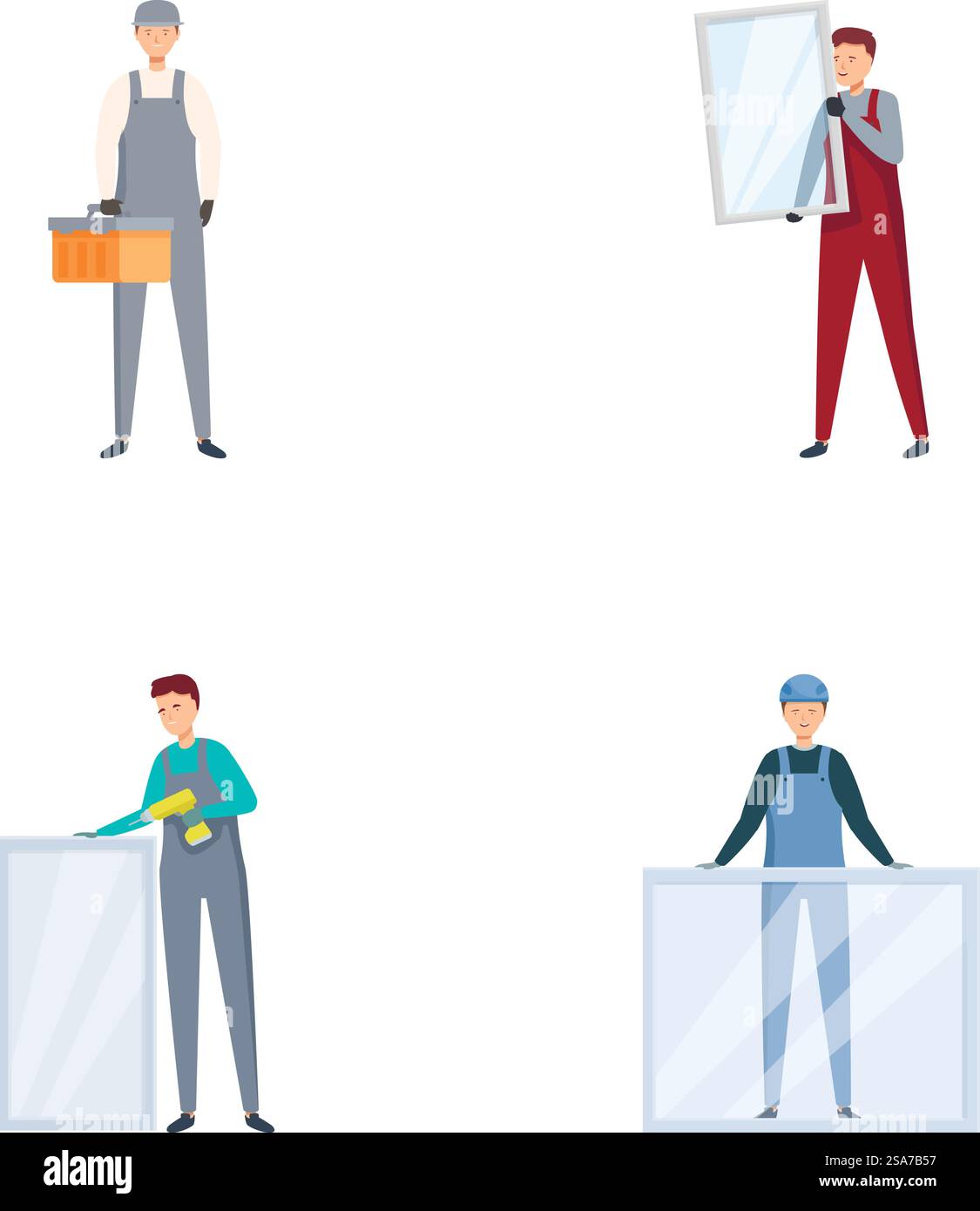 Set of four illustrations featuring different professionals, including ...