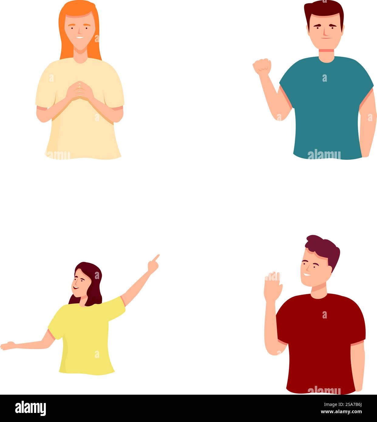 Collection of illustrated characters showcasing a range of emotions through gestures and ...