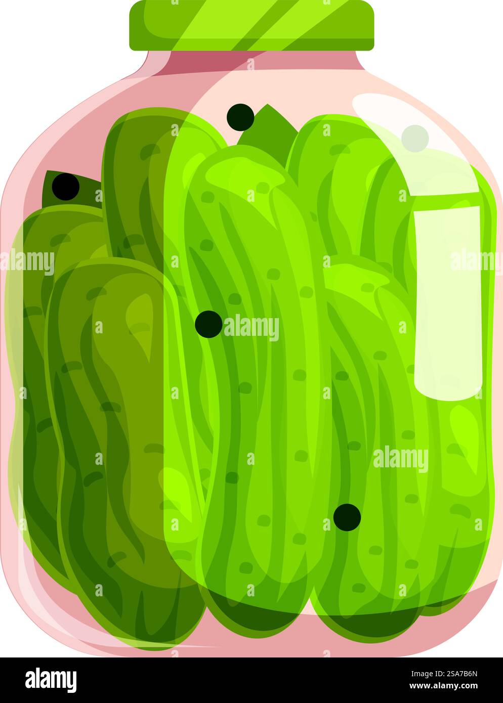 Classic method of food preservation, using a glass jar to pickle and ...