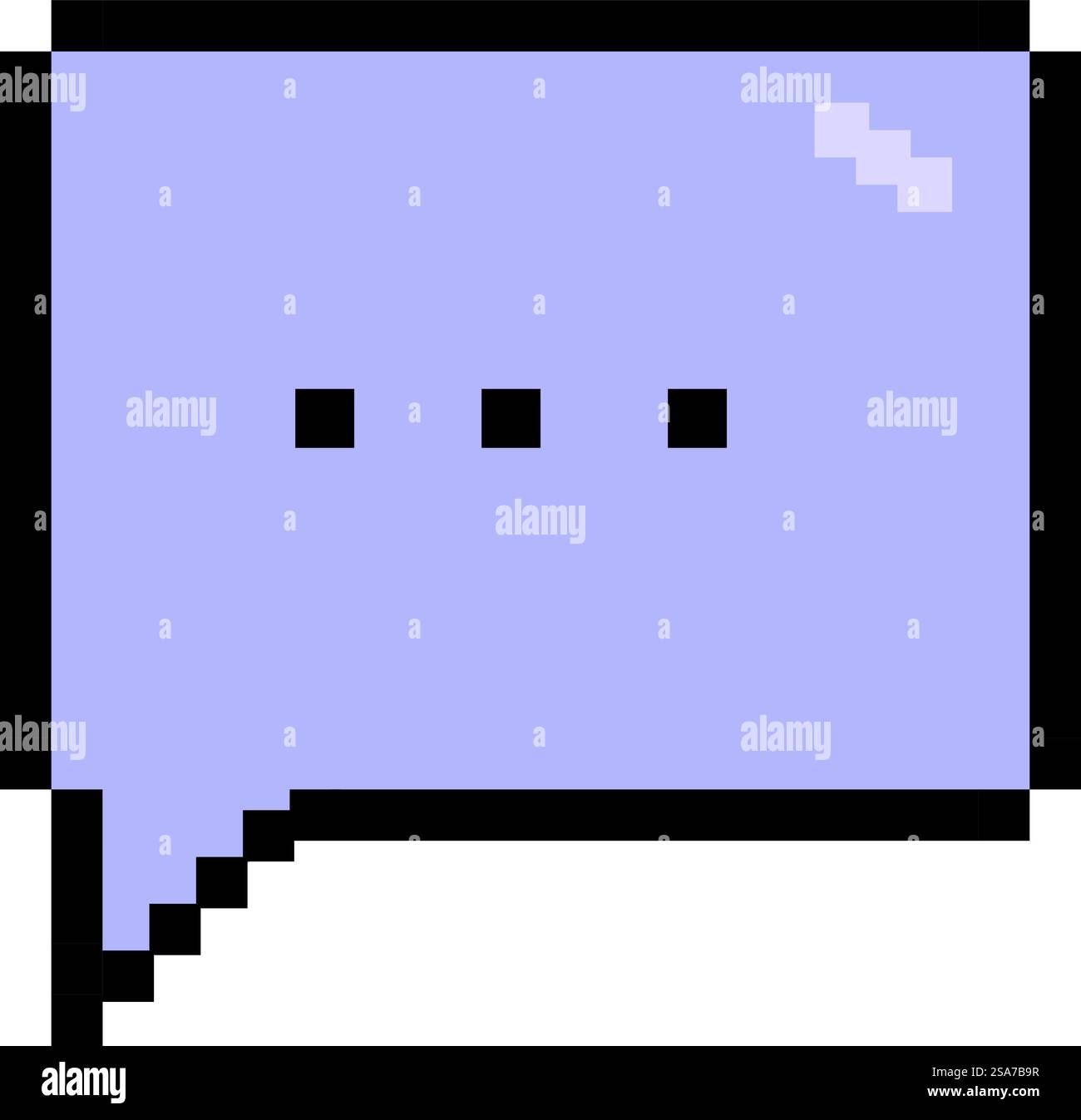 Retro style pixelated speech bubble is showing three dots, indicating ...