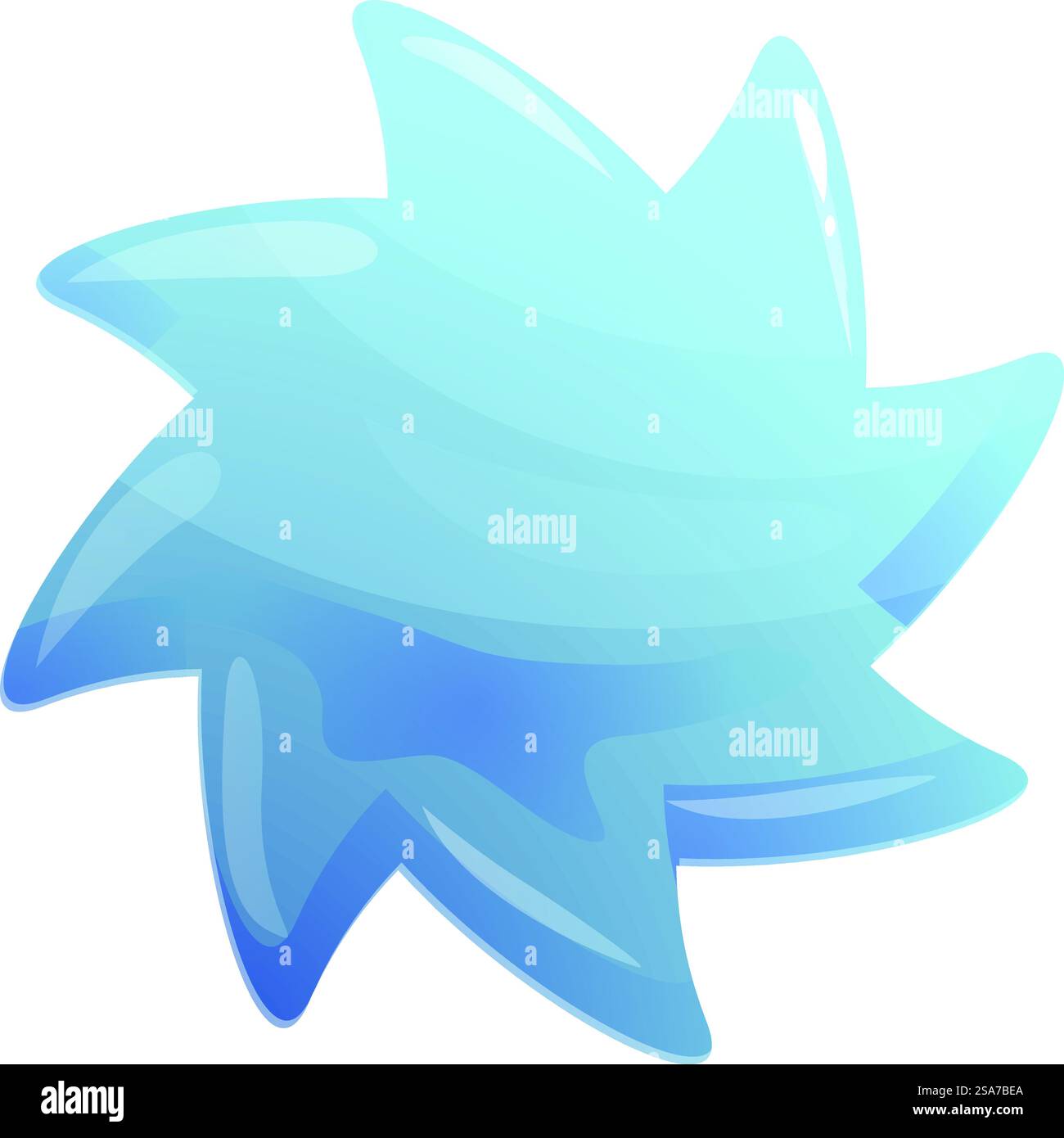 Abstract illustration of a blue liquid forming a star shape, with a ...