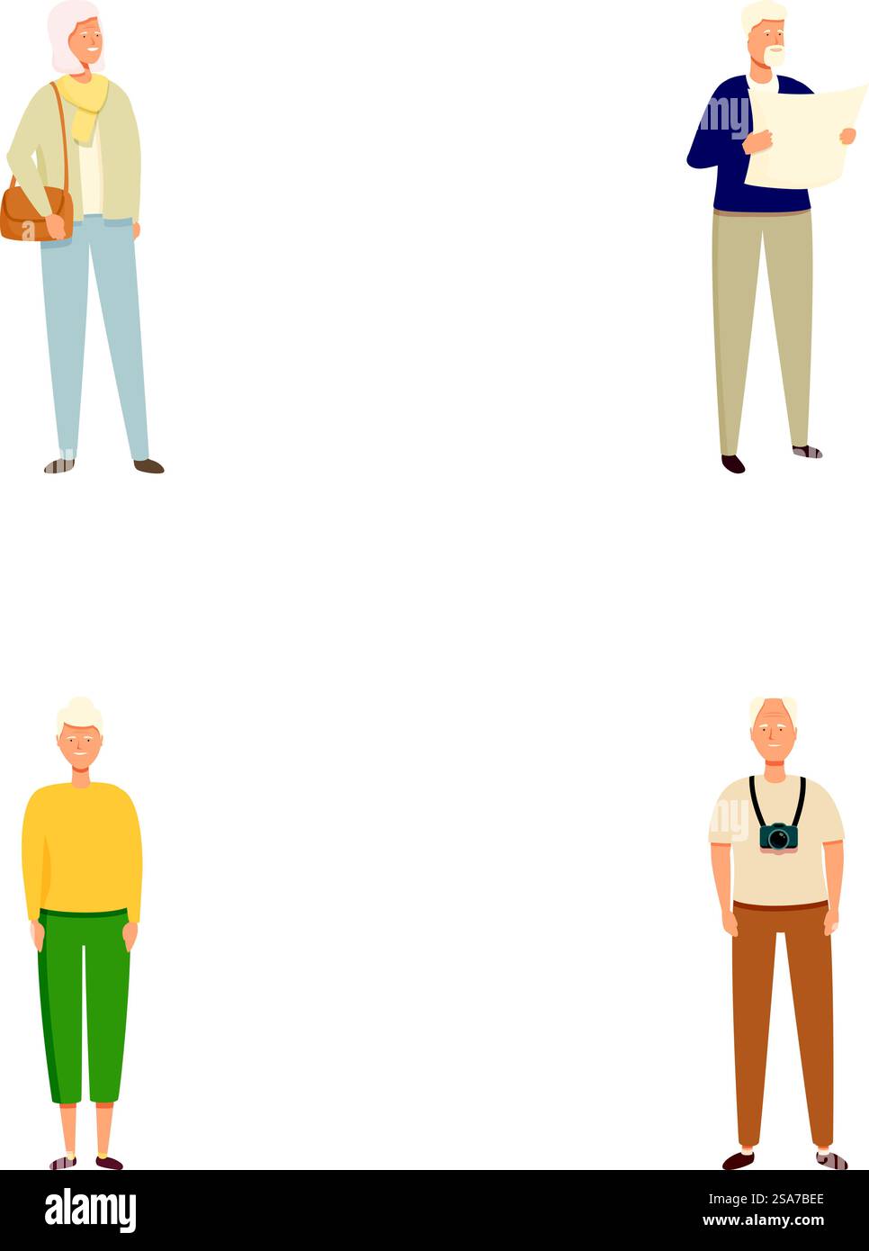 Collection of illustrations featuring senior adults in different ...