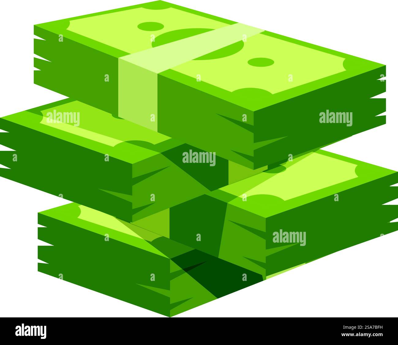 Three wads of banknotes stacked in ascending order illustrating ...