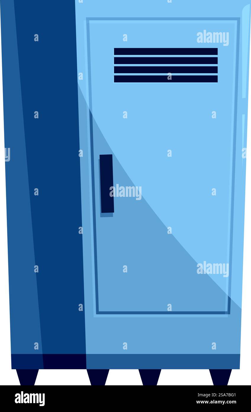 Single closed metal locker standing on floor, equipment for gym room ...