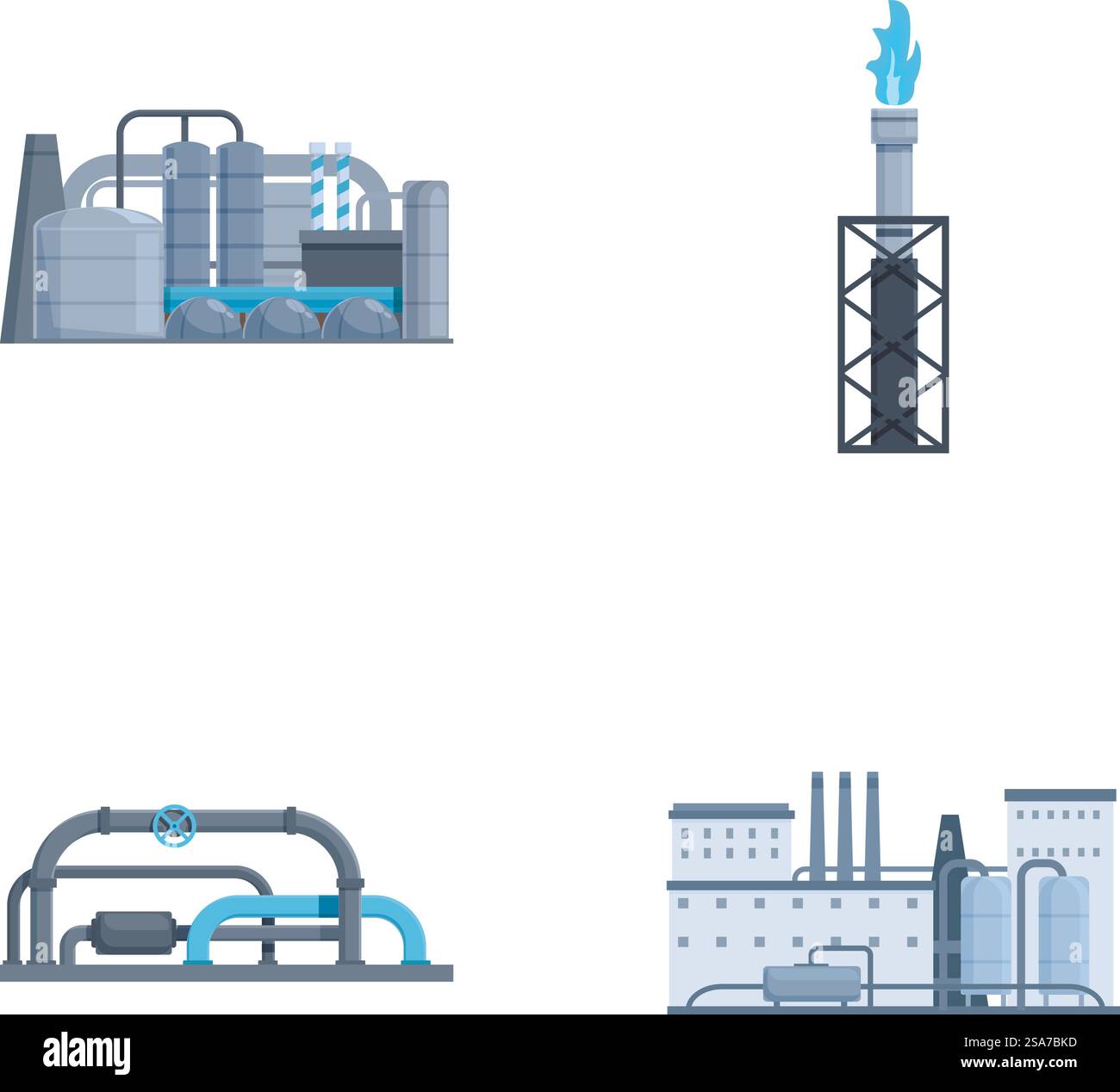 Vector illustration set of modern industrial facility icons for ...