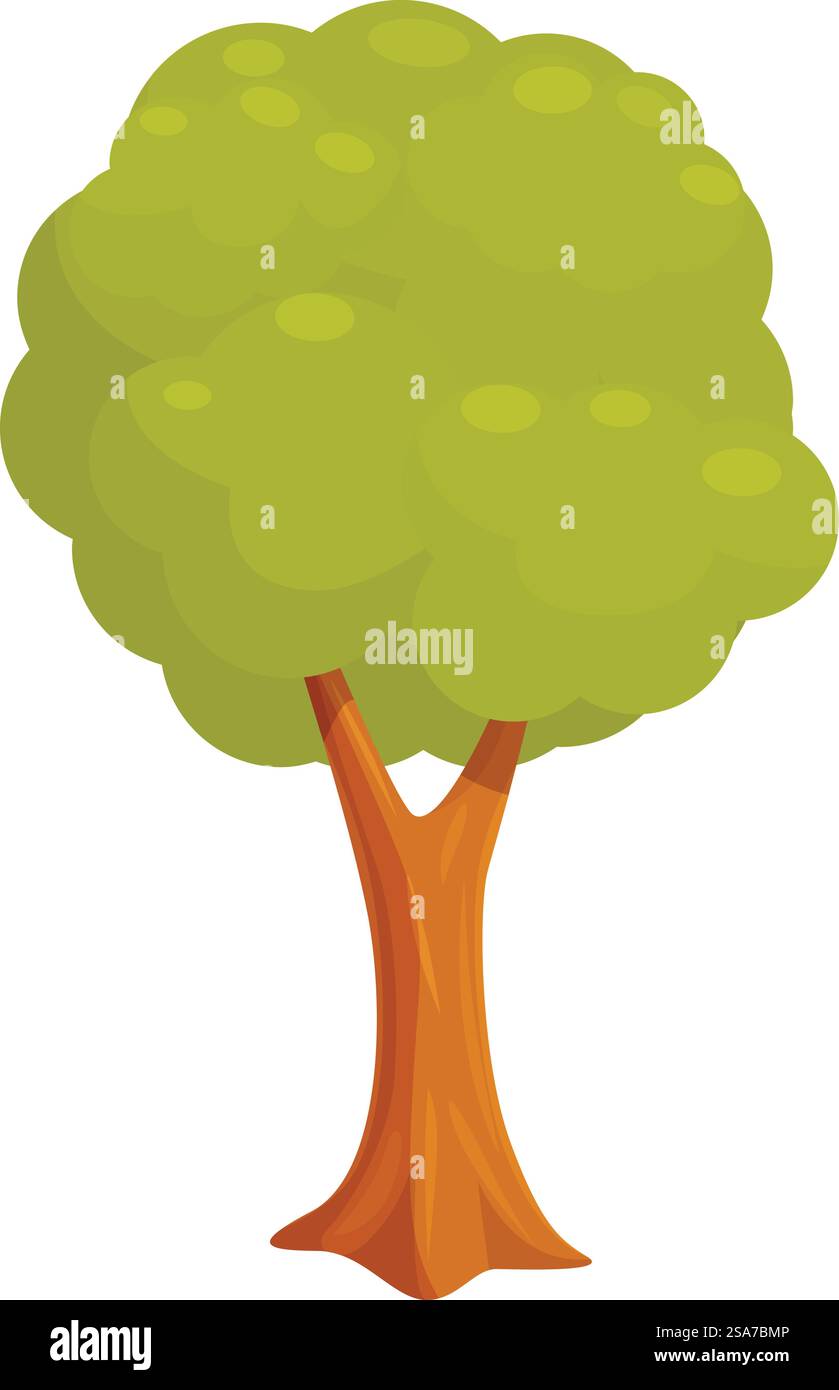 Cartoon tree with a thick brown trunk and a large hi-res stock ...