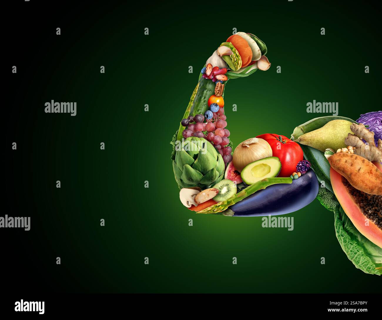 Vegetables and Fruit Power as a symbol of the powerful nutrition with ...