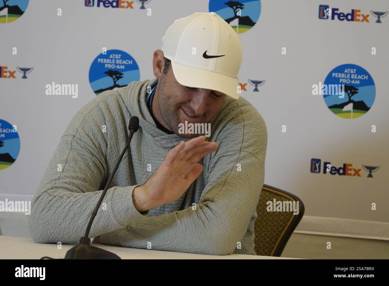 Pebble Beach, California, USA - January 28th, 2025 World No. 1 golfer, Scottie Scheffler talks ...