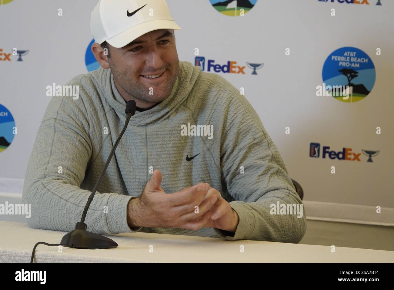 Pebble Beach, California, USA - January 28th, 2025 World No. 1 golfer, Scottie Scheffler talks ...