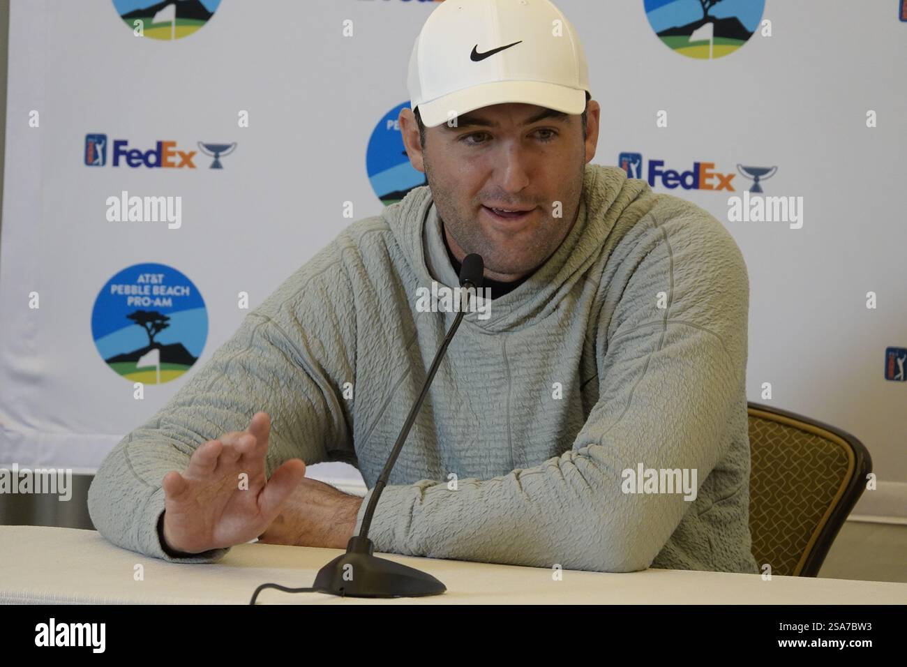 Pebble Beach, California, USA - January 28th, 2025 World No. 1 golfer, Scottie Scheffler talks ...