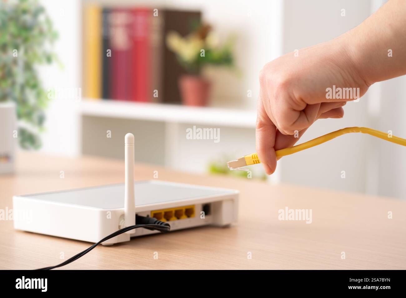 Close up hand plugging ethernet hi-res stock photography and images - Alamy