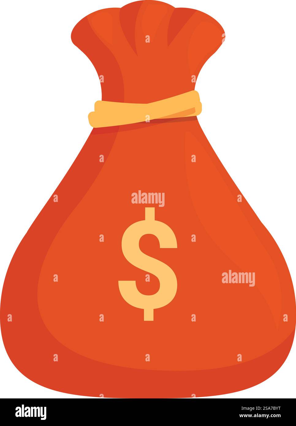 Bulging red money bag with a dollar sign printed on the front ...