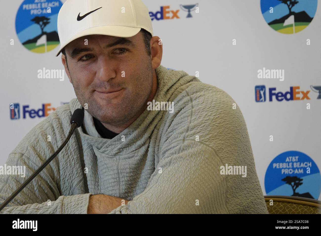 Pebble Beach, California, USA - January 28th, 2025 World No. 1 golfer, Scottie Scheffler talks ...